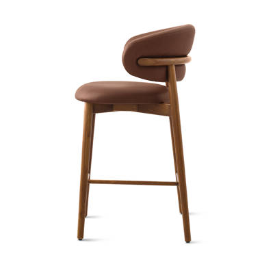 Calligaris Oleandro Upholstered Stool with Rounded Back and Metal Frame ...