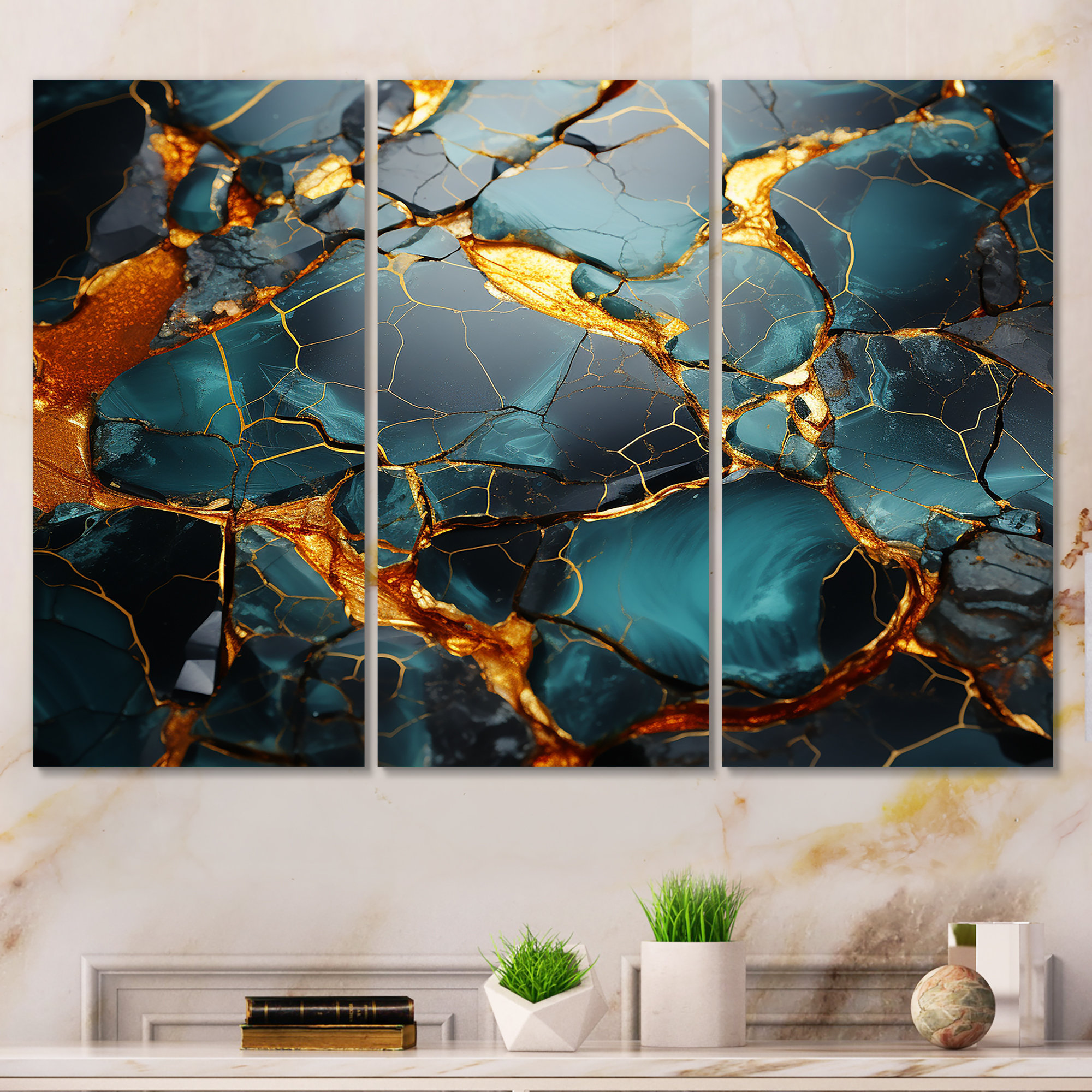 Ivy Bronx Gold And Green Topaz Agate Granite VI - Abstract Wall Art ...