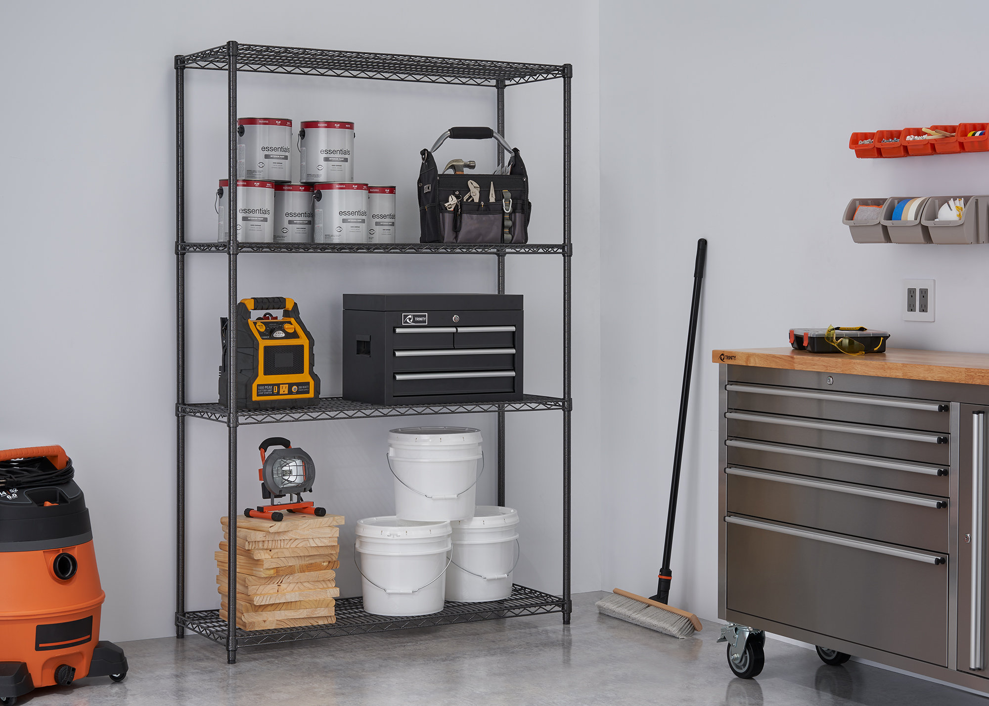 TRINITY PRO Black 4-Tier NSF Steel Wire Garage Storage Shelving Unit ...