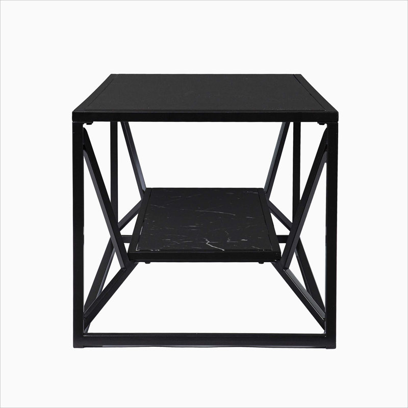 17 Stories Argall Glass-Top Cocktail Table w/ Storage | Wayfair