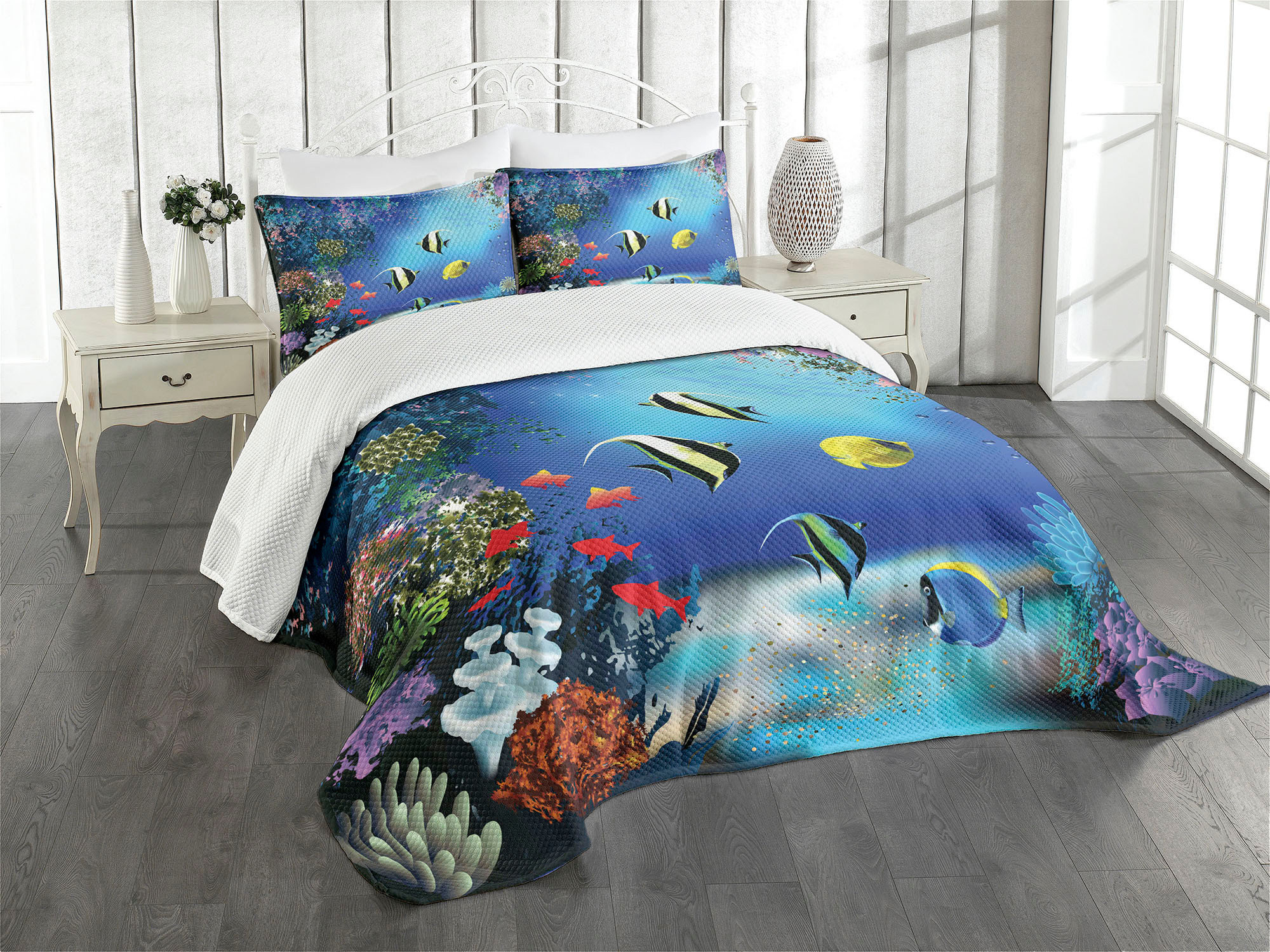 Ambesonne Sea Bedspread Ocean Coral | Wayfair