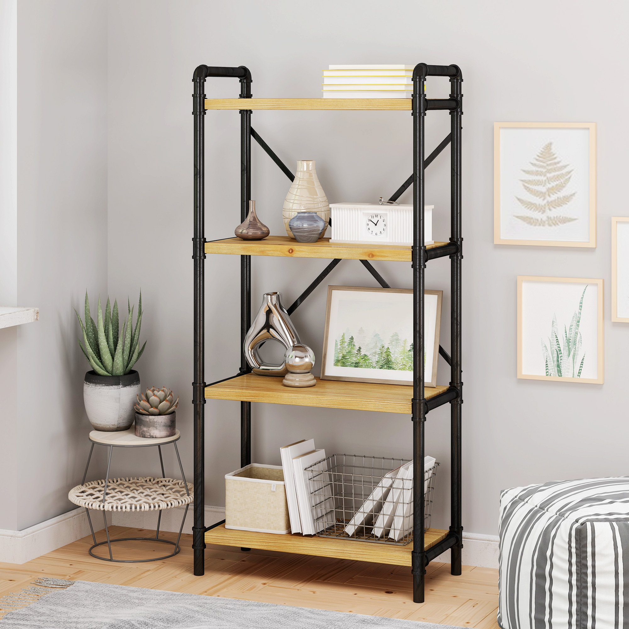 Trent Austin Design® Sammons 4-Tier 24.00'' W Metal Frame Shelving Unit ...