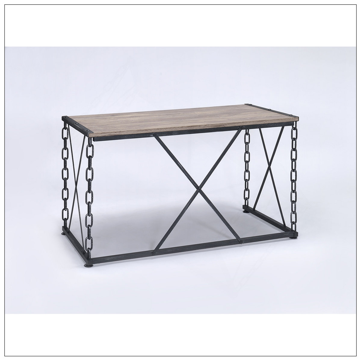 17 Stories Charming Rustic Writing Desk With Industrial Metal Base For ...