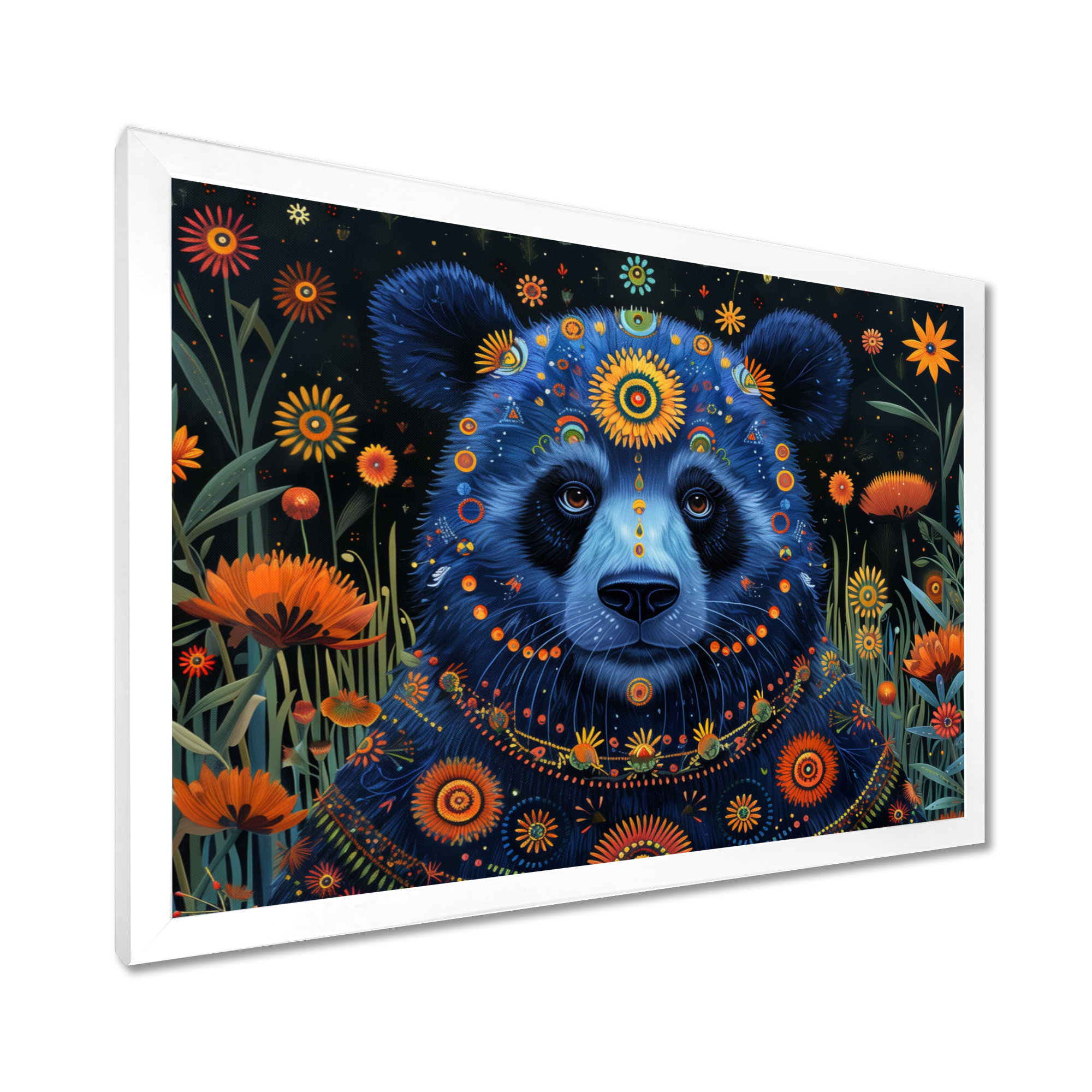 Design Art Blue Yellow Panda Mystical Panda I - Panda Animal Wall Art ...