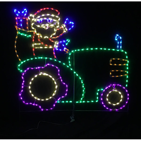 Lori's Lighted D'Lites Santa Claus Driving Tractor Christmas Holiday ...