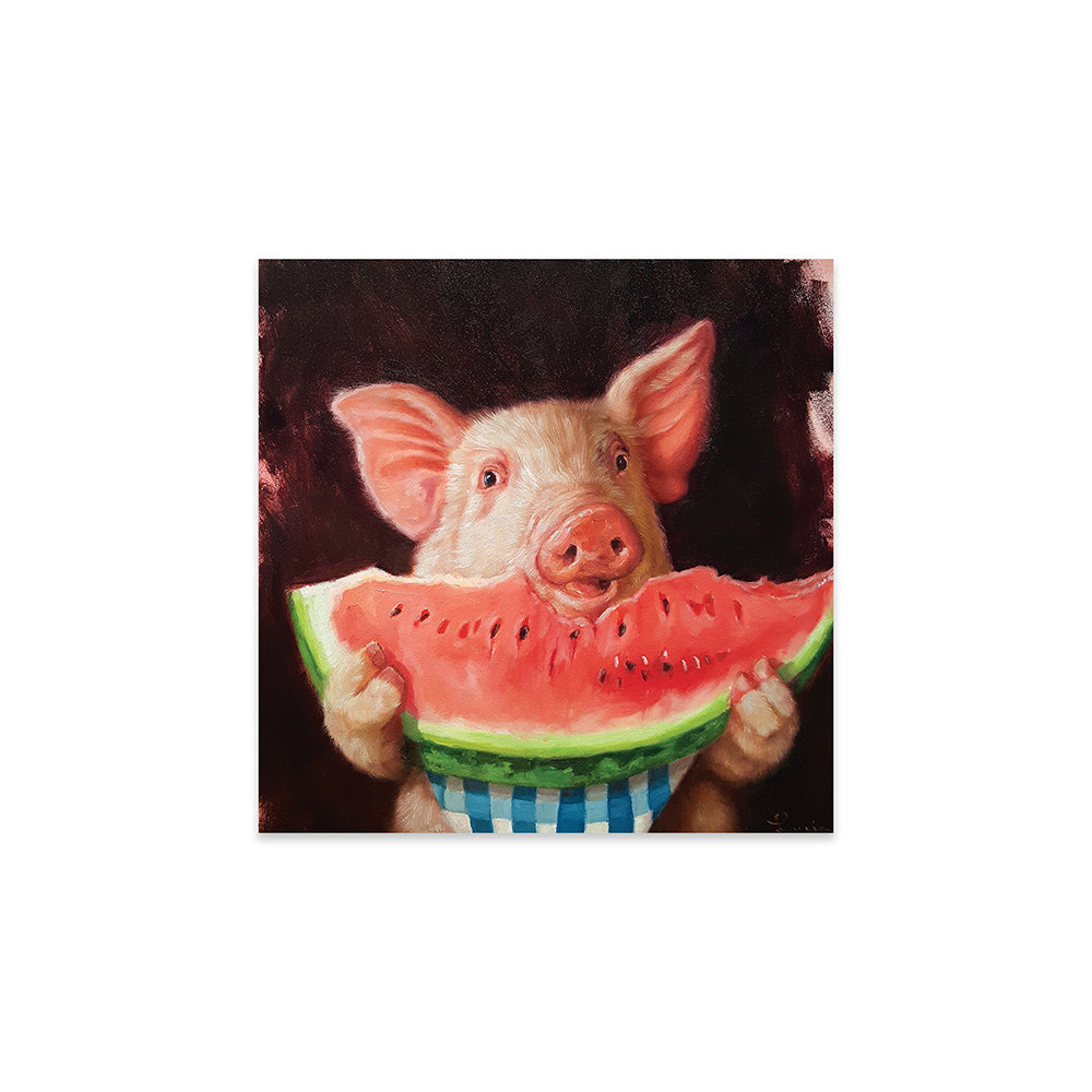 Trinx Pig Out On Plastic / Acrylic by Lucia Heffernan Painting | Wayfair