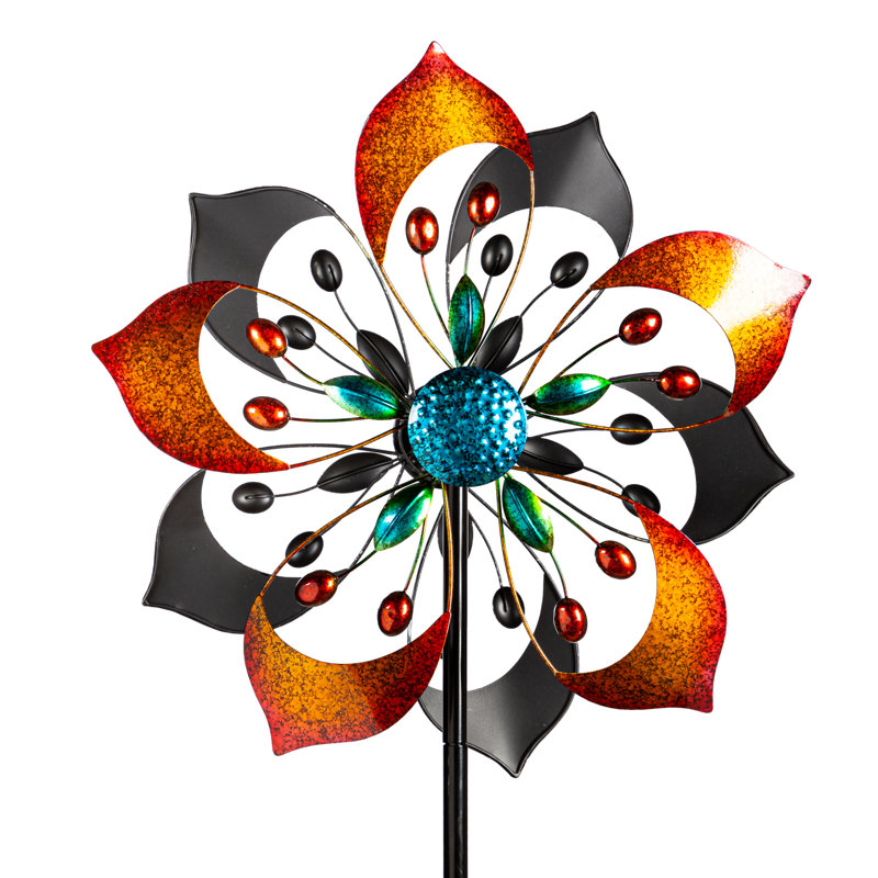Arlmont & Co. Sadet 75"H Berry Leaf Wind Spinner | Wayfair