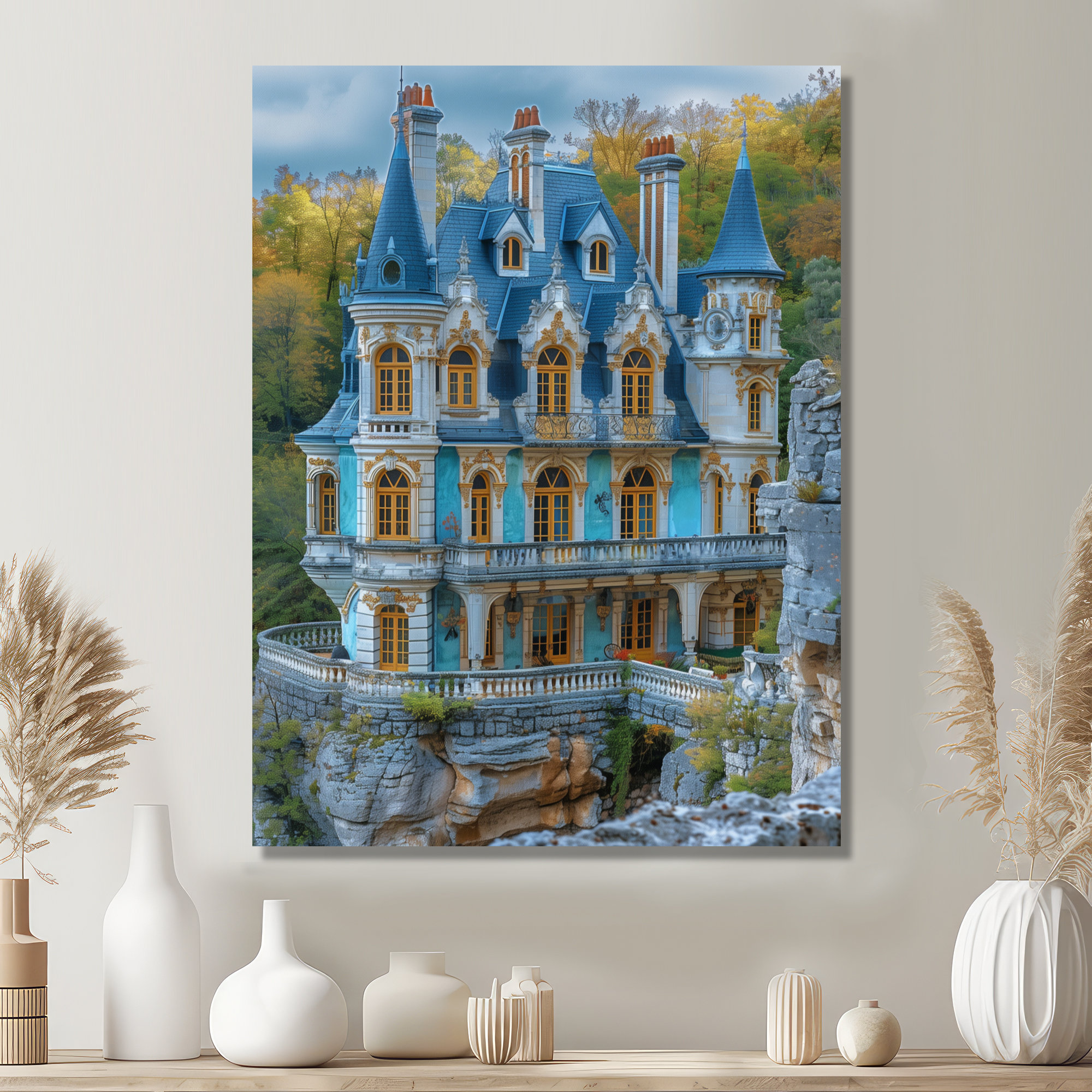 Winston Porter White Blue Summer French Renaissance Chateau II ...