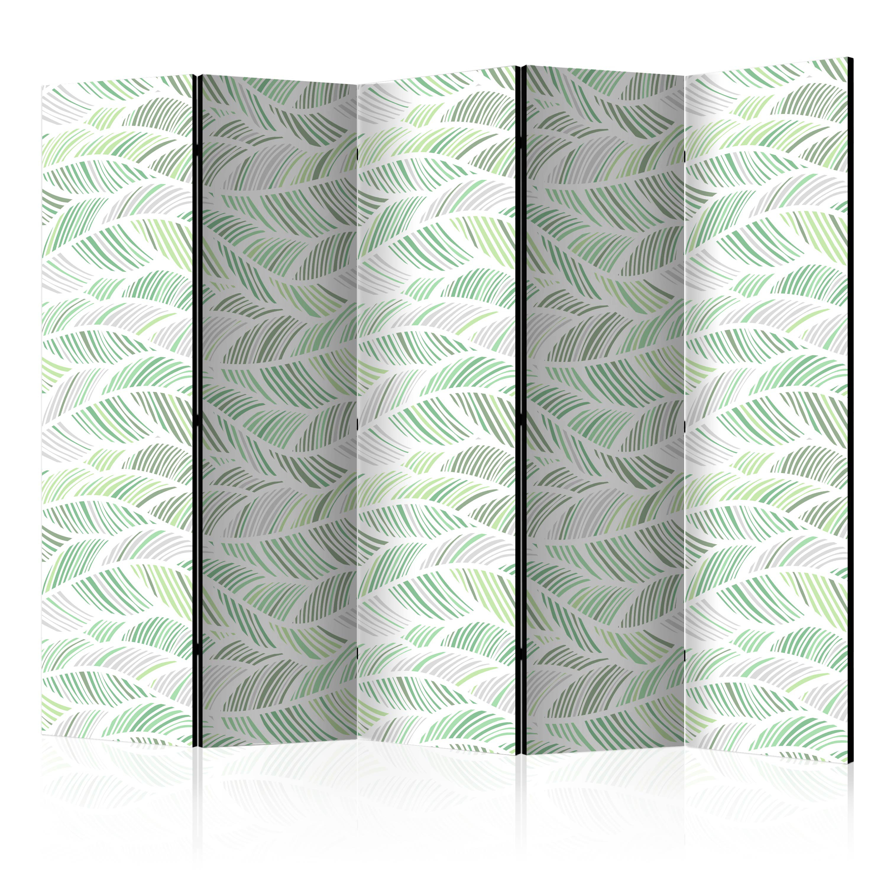 East Urban Home Green Waves II 89'' W x 68'' H 5 - Panel Solid Wood ...