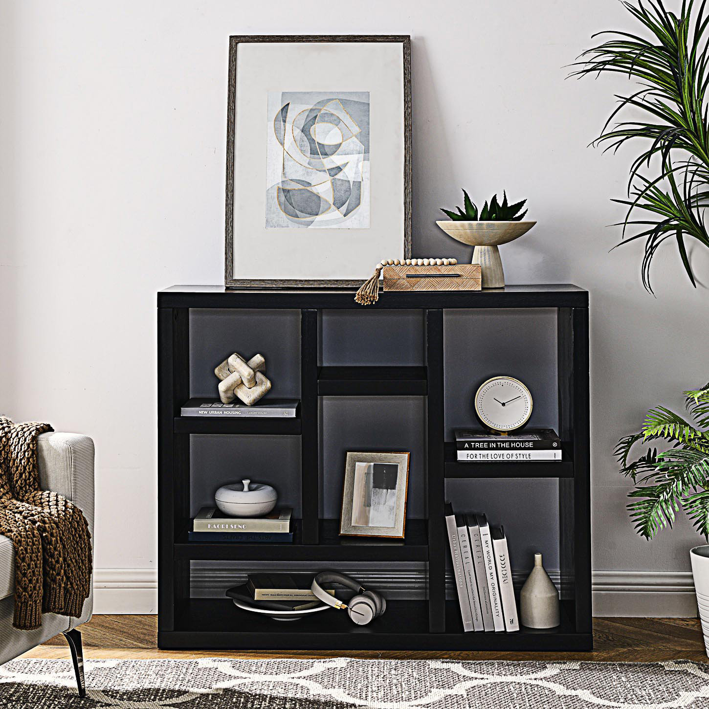 George Oliver Modern Wooden Bookcase, Freestanding Display Storage ...