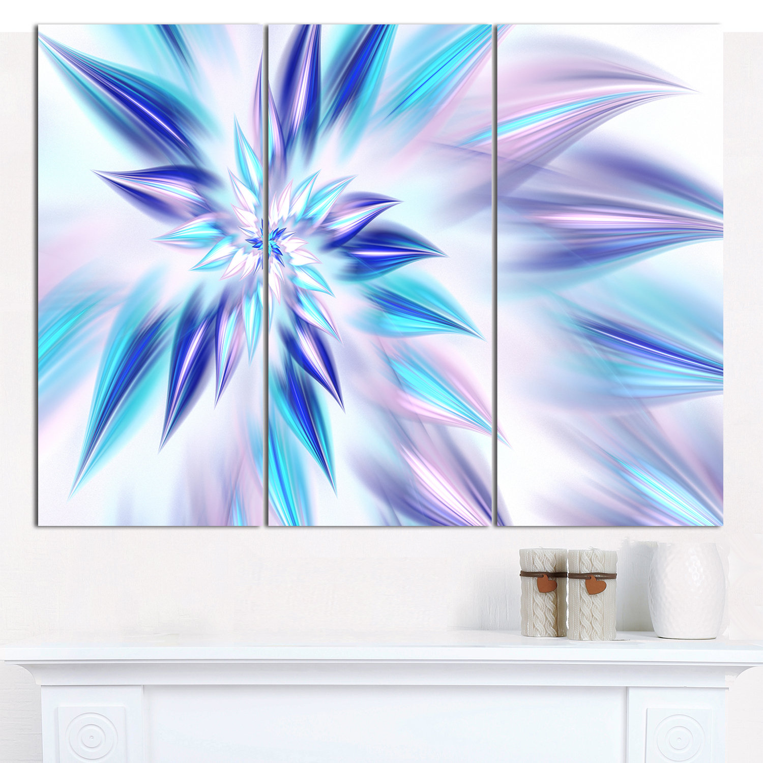 Design Art 'Light Blue Fractal Spiral Flower' Graphic Art Print Multi ...