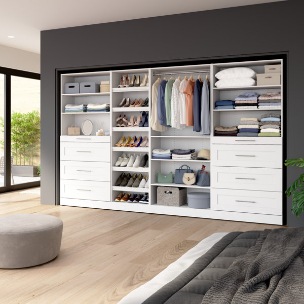 Bestar Florence 132W X 16D Modular Walk-In Closet System With Drawers ...