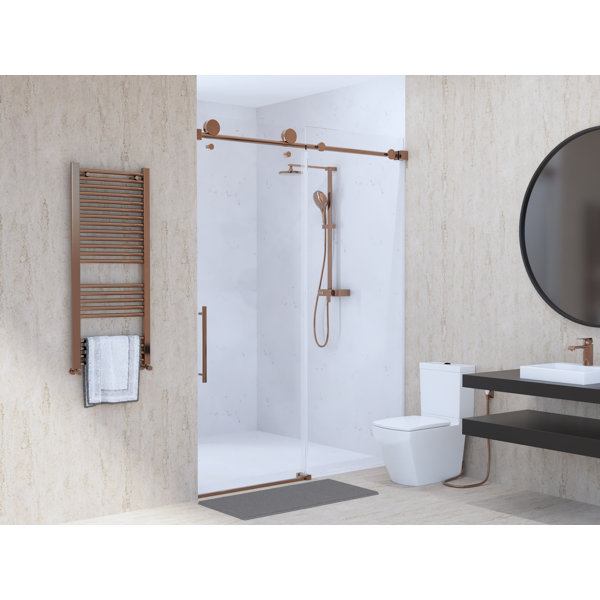 Sani Canada Copper Satin Frameless Sliding Tempered Shower Glass Door 3 ...