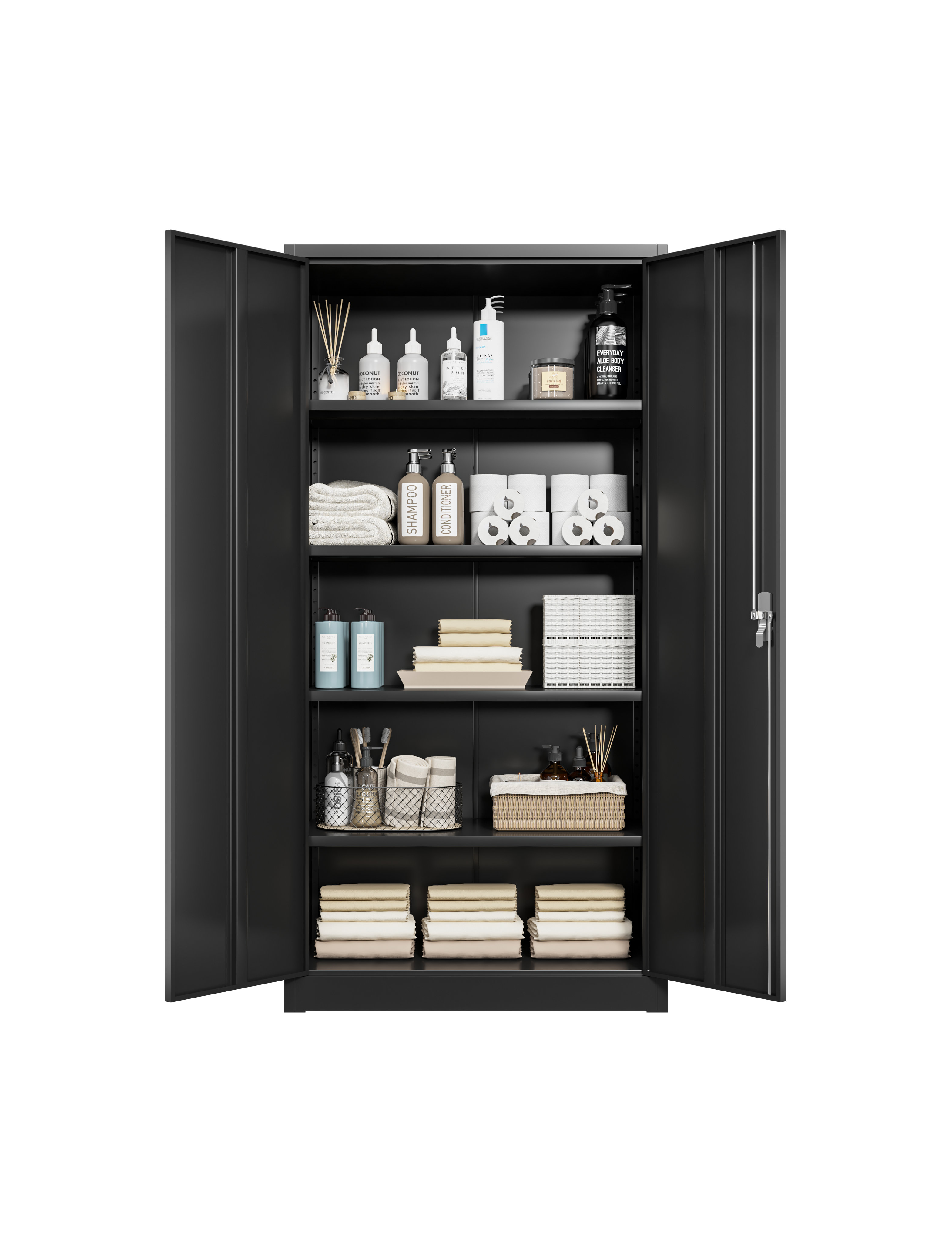 godohome VERIPCO Heavy-Duty Metal Storage Cabinet with Lock - Black ...