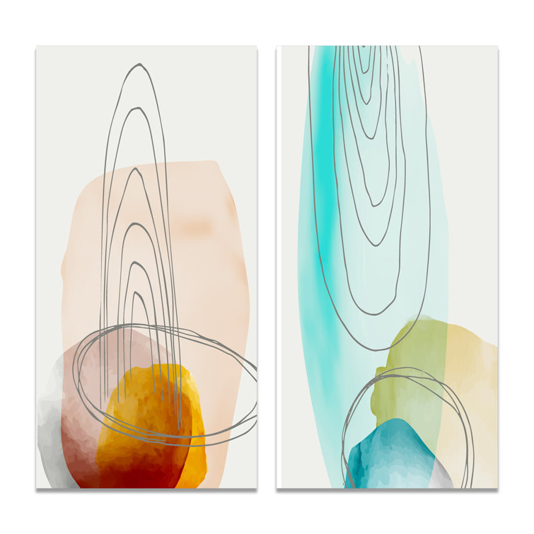 Wrought Studio Trendy Abstracts with Colourful Shapes VIII - 2 Piece ...