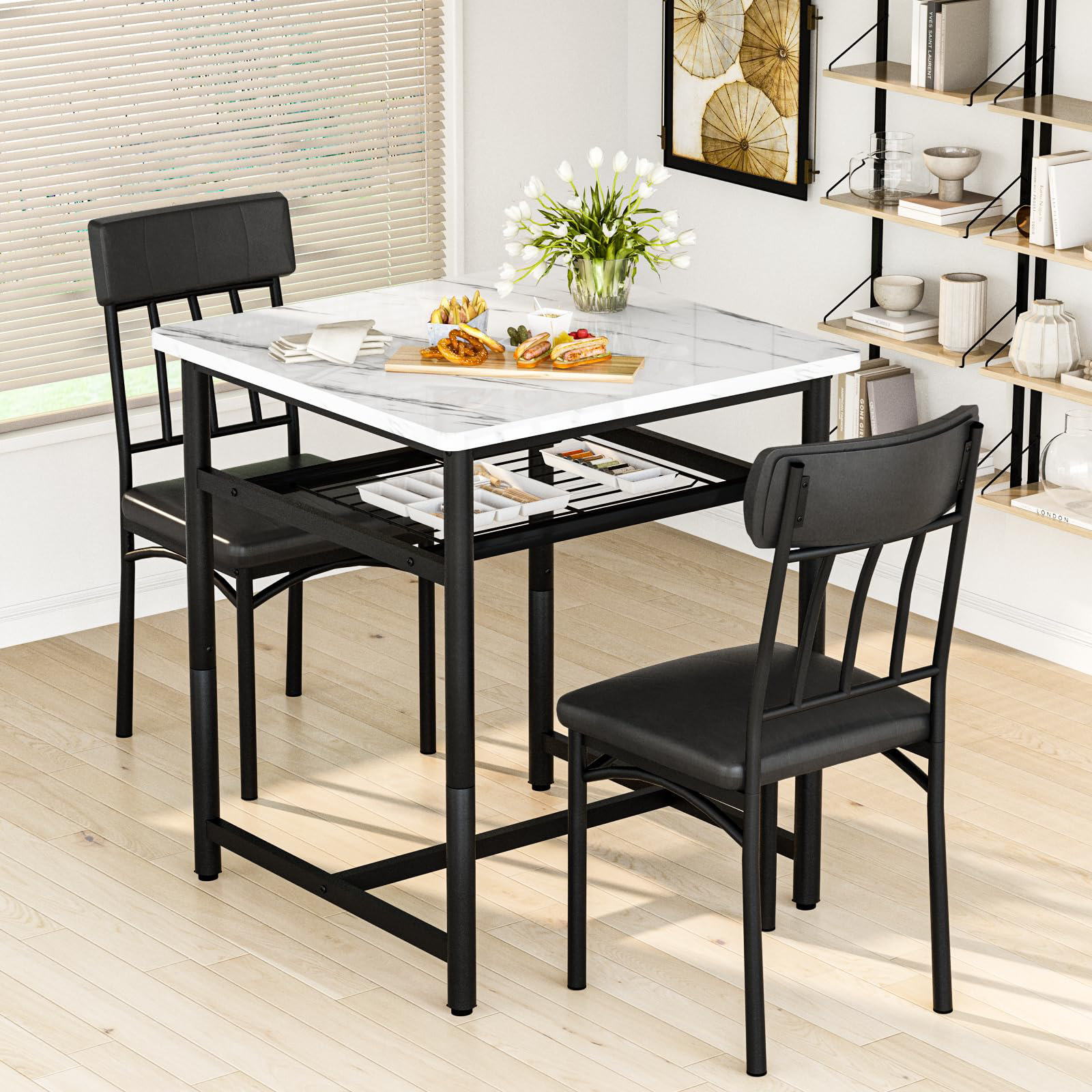 Wrought Studio™ Square Industrial Dining Table Set For 2 With Storage ...