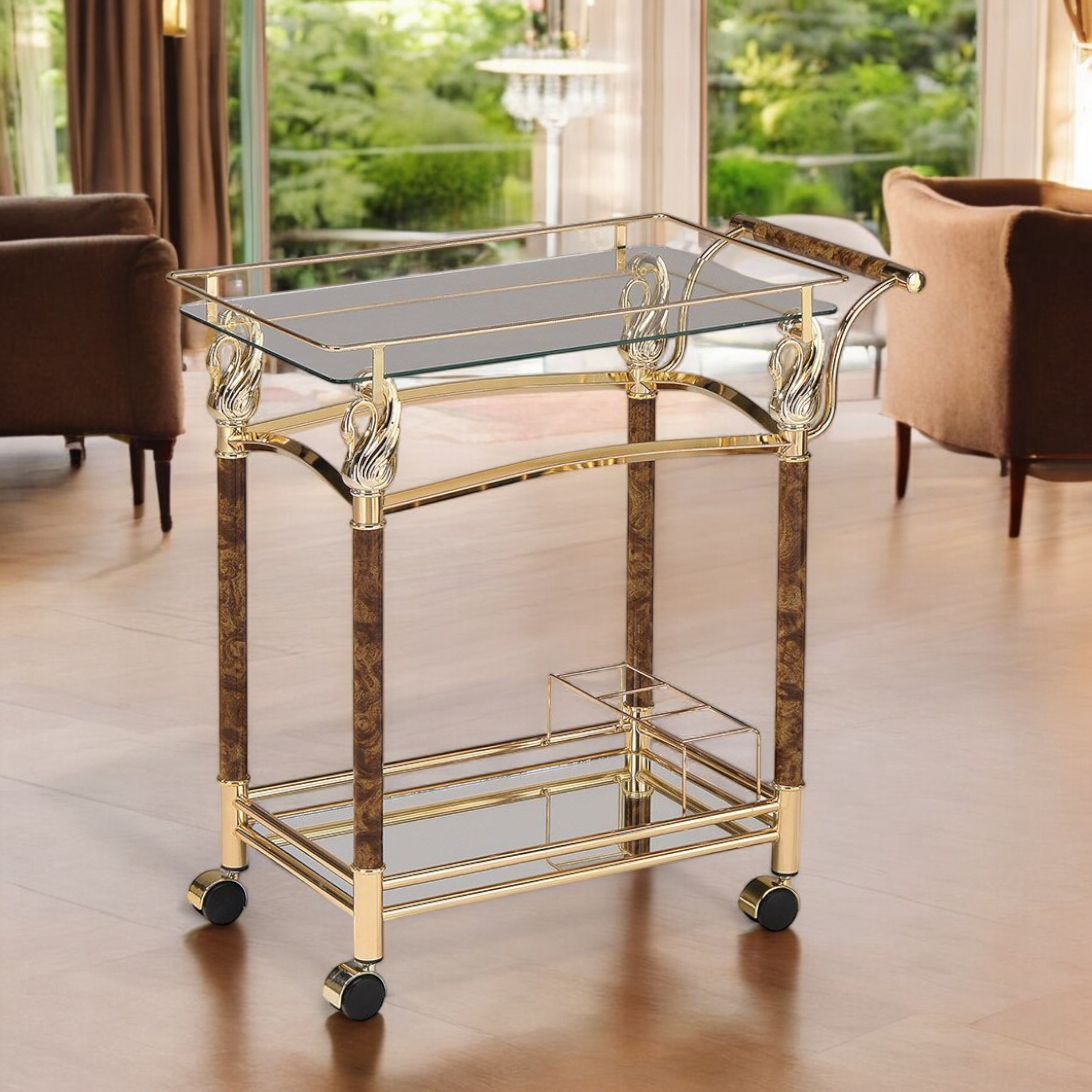 Trio Supply House Mezzo Gold Plated And Clear Glass Tempered Serving ...