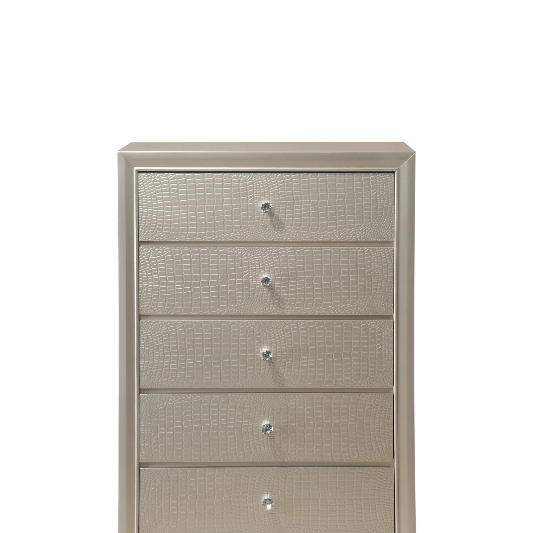 Mercer41 Modern Glam Style Frost Finish Five-Drawer Chest with Embossed ...