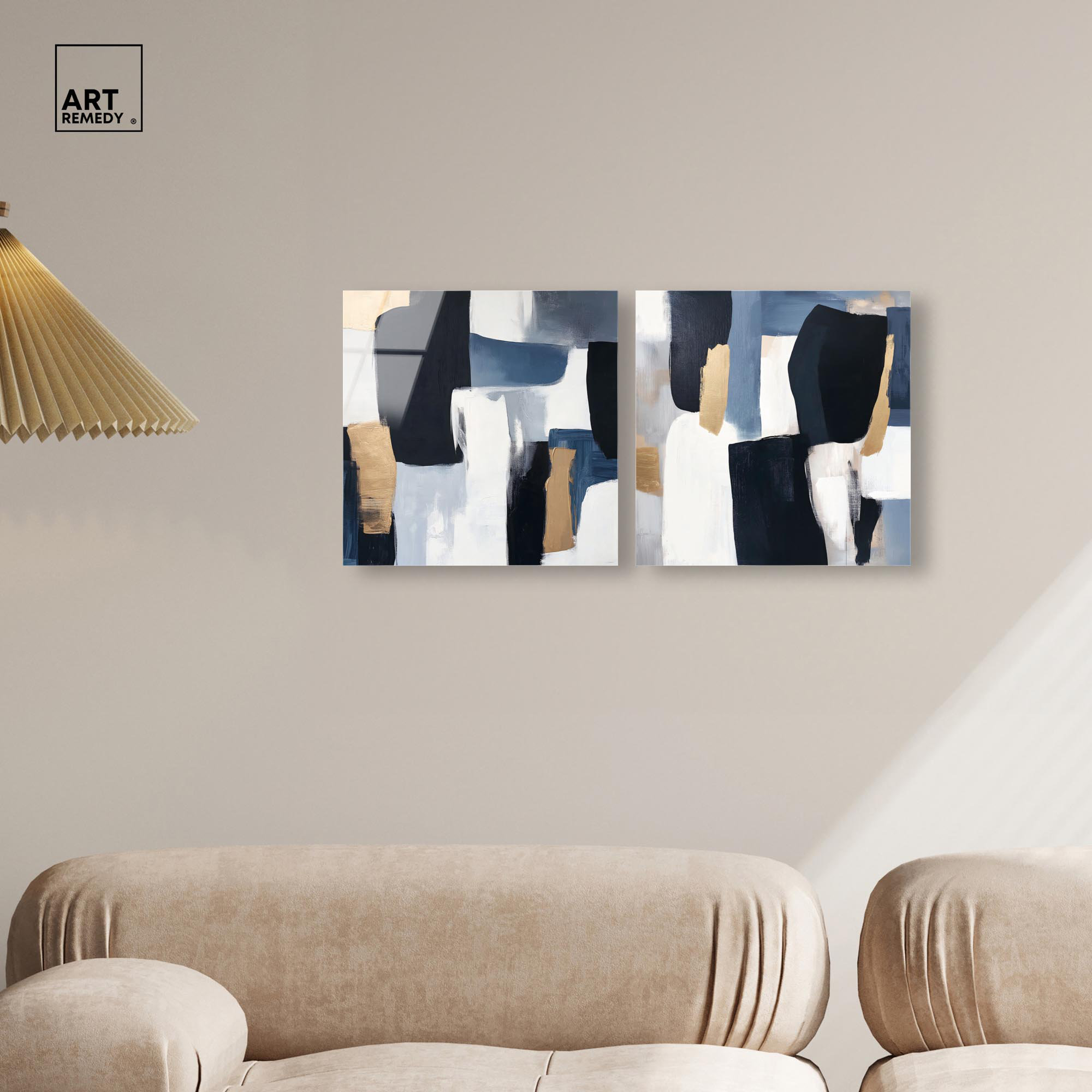 House of Hampton® Color Clash Duo Acrylic Print Blue Livingroom Art Set ...