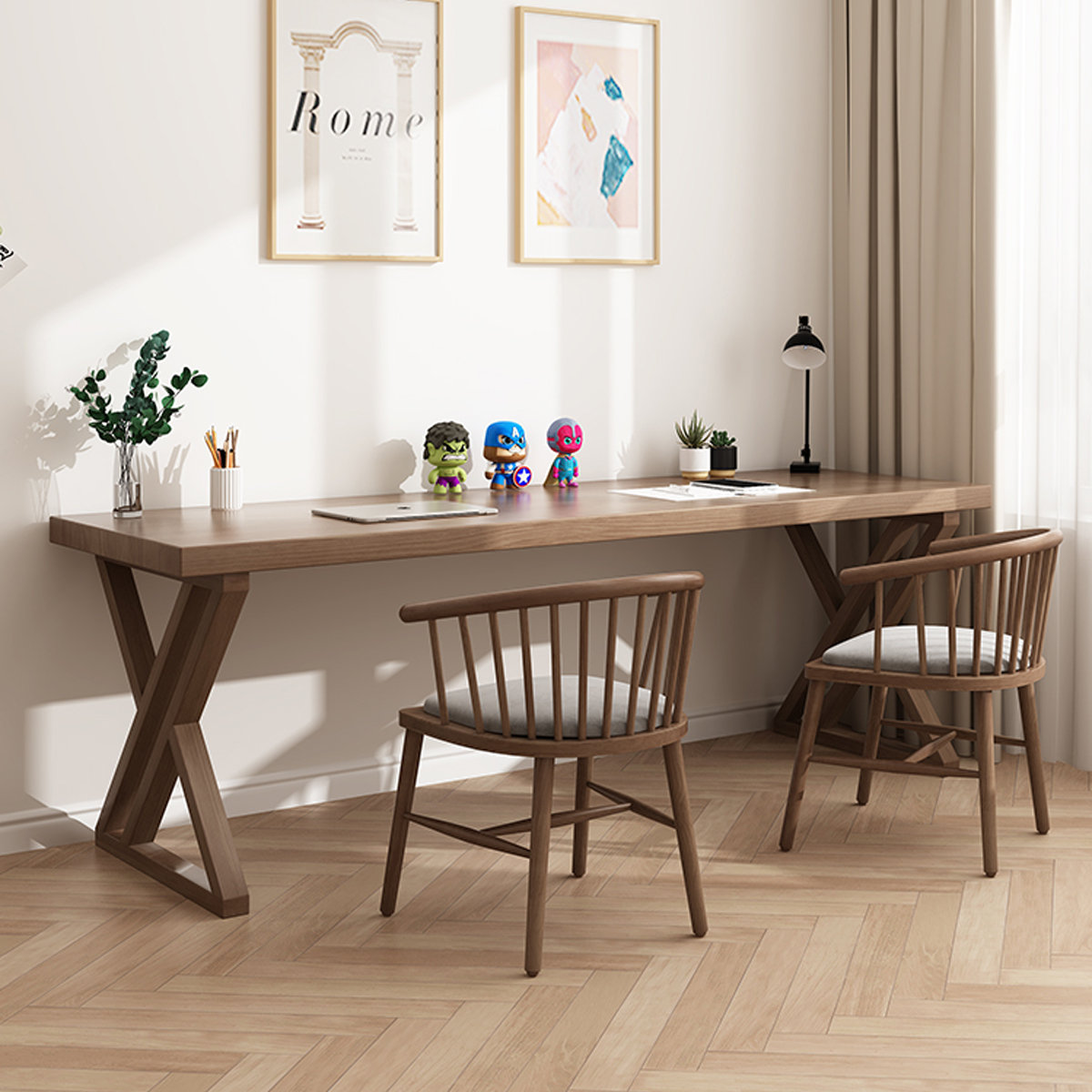 Corrigan Studio® Slavkov 3 Solid Wood Desk And Chair Set Office Set ...