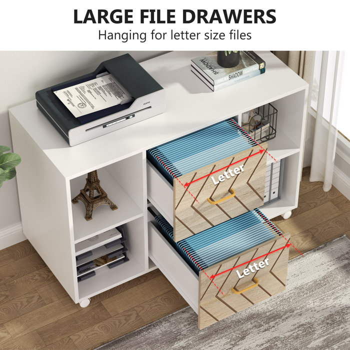 Ebern Designs Kynlei 39.5'' Wide 2 -Drawer Mobile File Cabinet ...