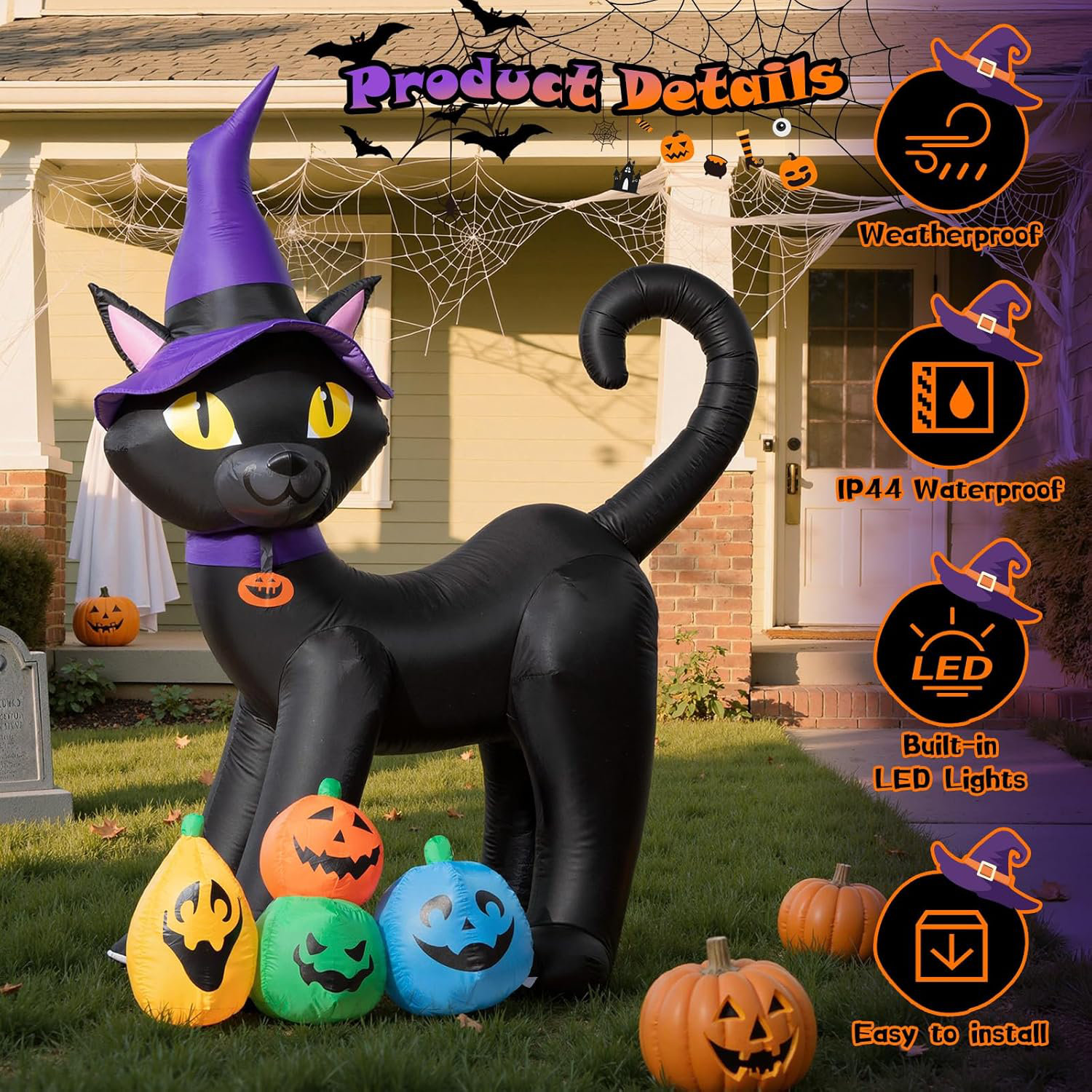 The Seasonal Aisle 6FT Halloween Inflatables Decoration, Wizard Black ...