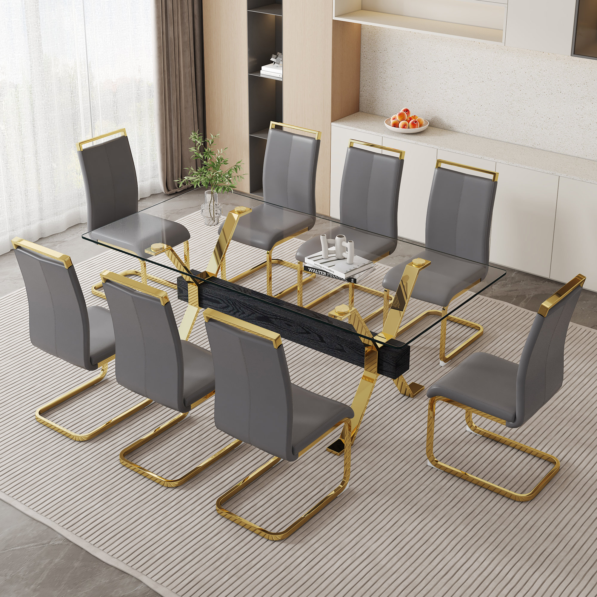 Mercer41 Fadipe Rectangular 78.64'' L x 38.98'' W Dining Set | Wayfair