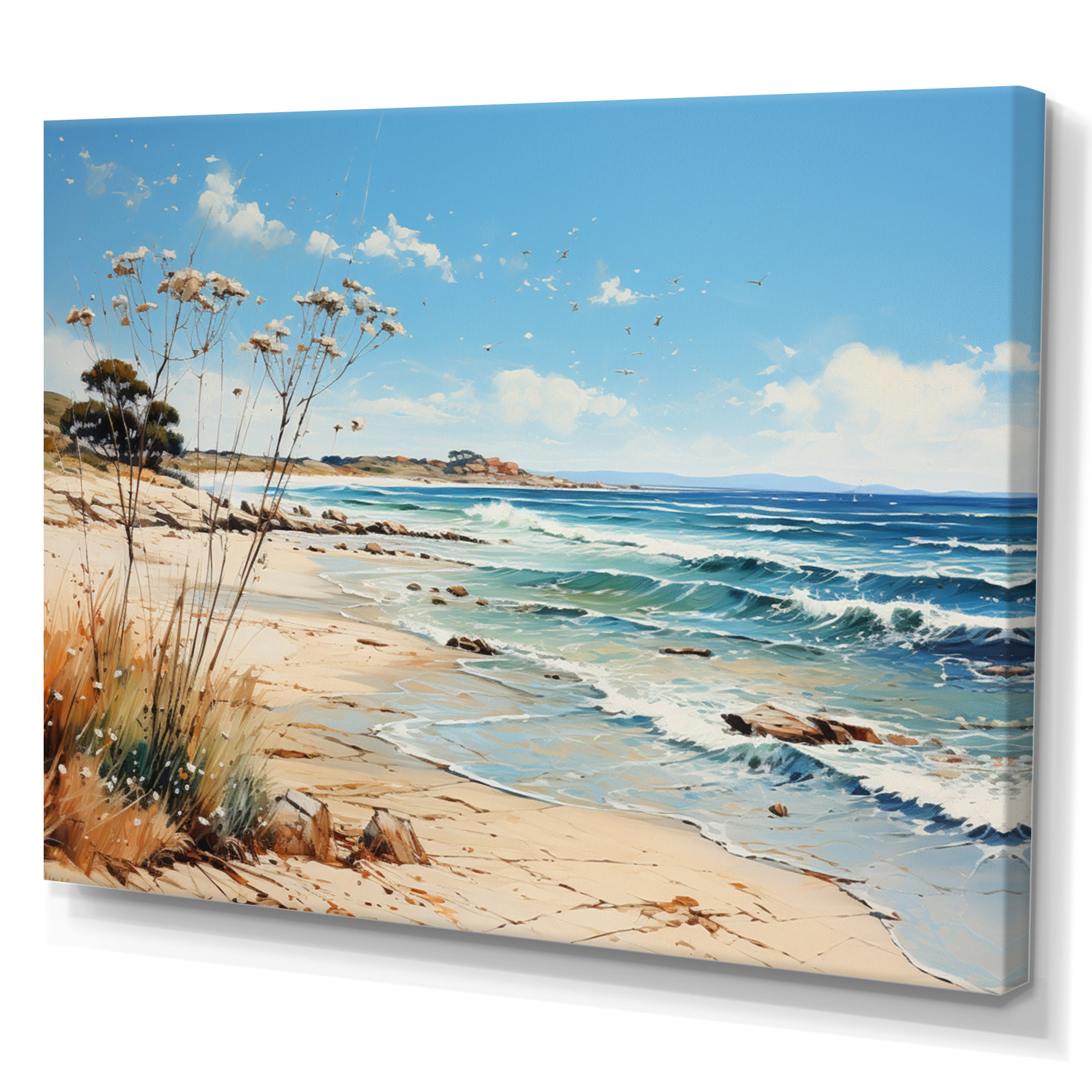 Dovecove Coastalbeachsand Sandy Serenity Pointillism IV - Landscapes ...