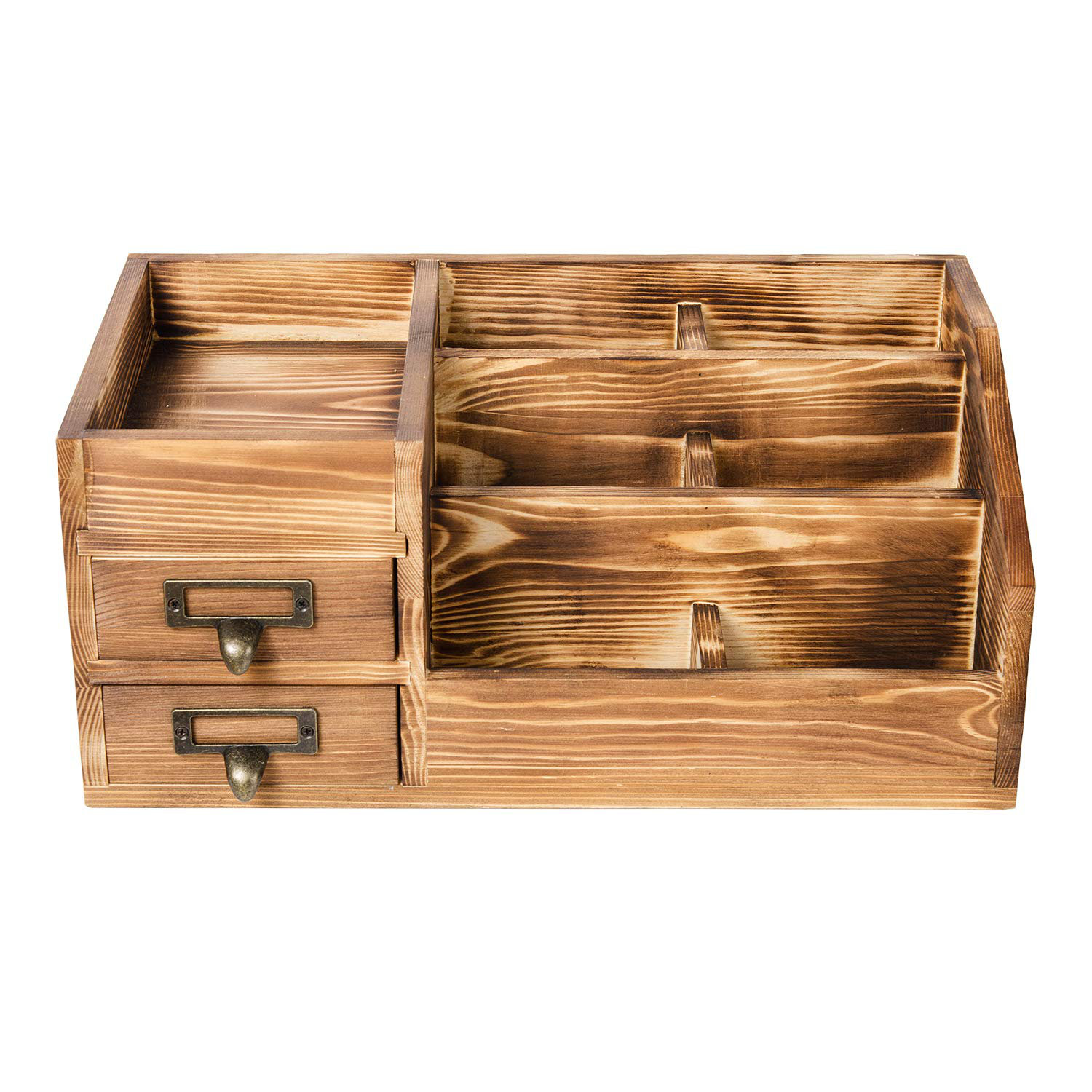 Loon Peak Rustic Wooden Desktop Organizer Office Supplies Brown ...