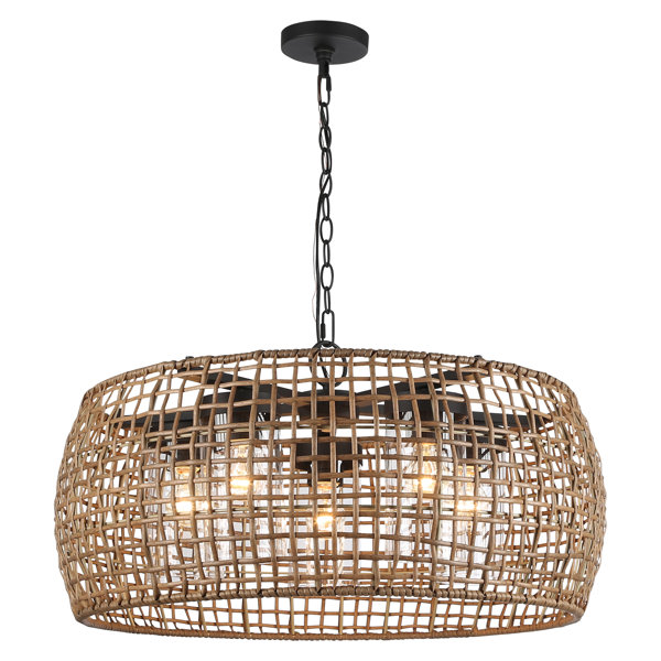 Golden Lighting Piper 5 Light Pendant - Outdoor in Natural Black with ...