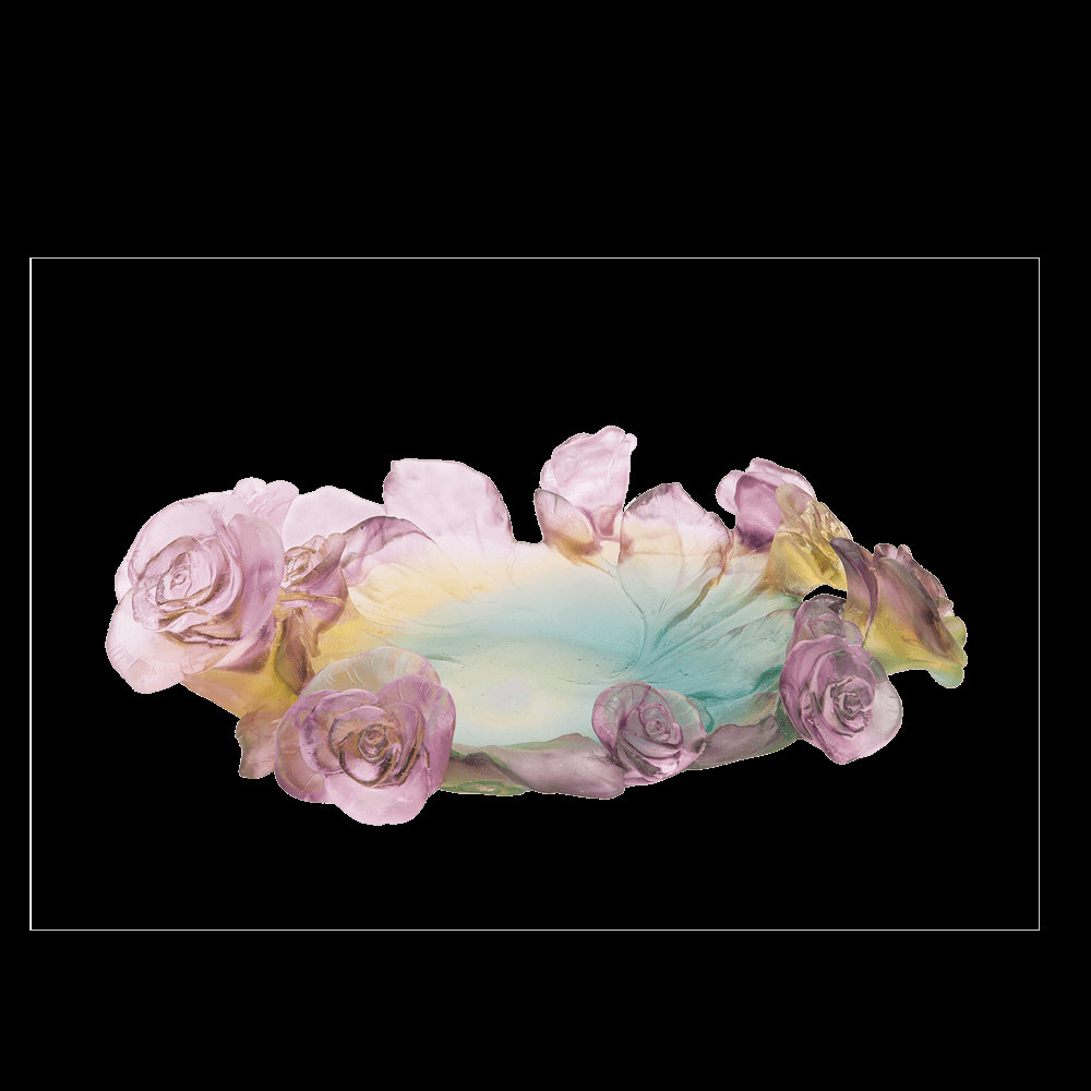 Daum Rose Passion Crystal Abstract Contemporary Decorative Bowl | Perigold