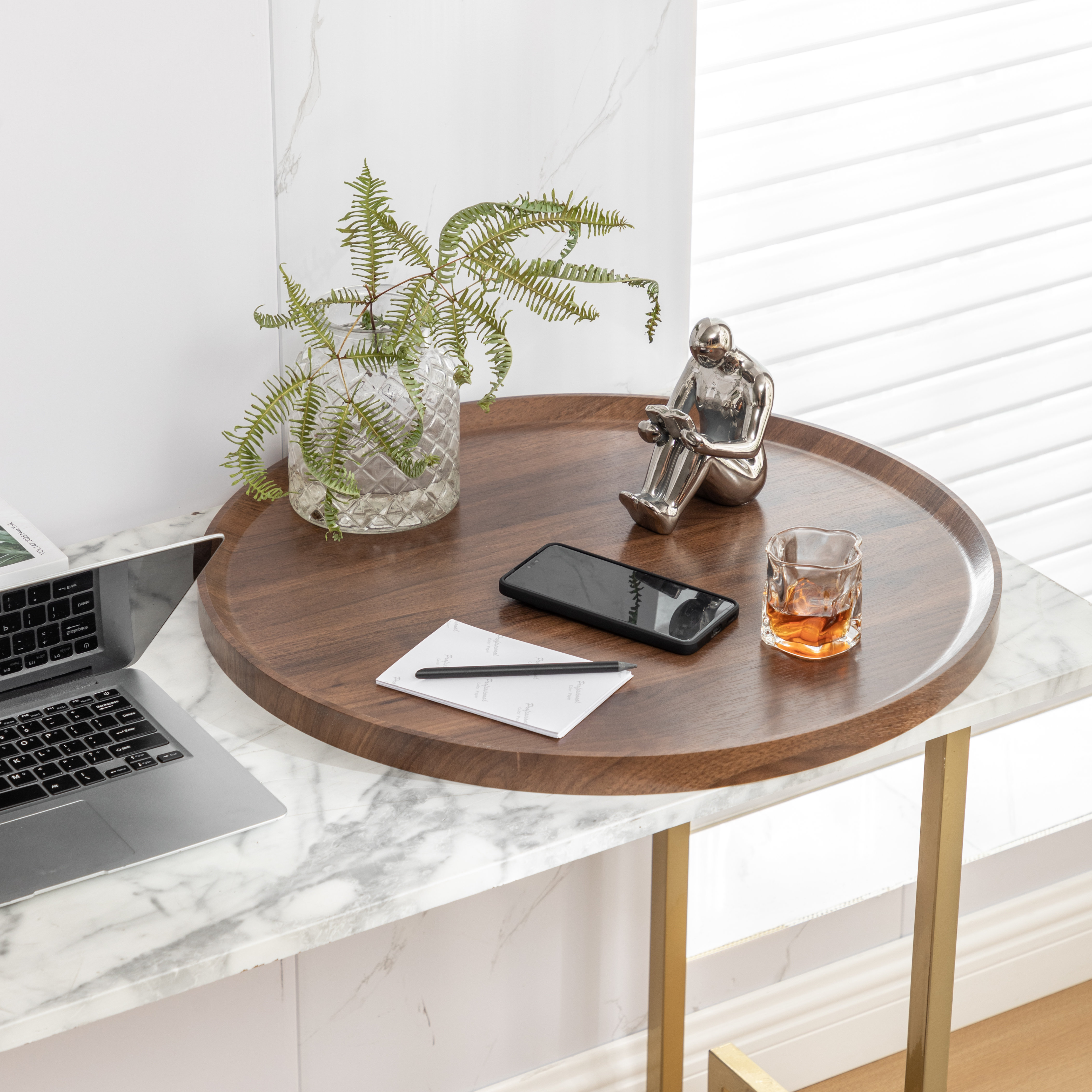 Millwood Pines Fareid Walnut Veneer Wood Serving Tray | Wayfair