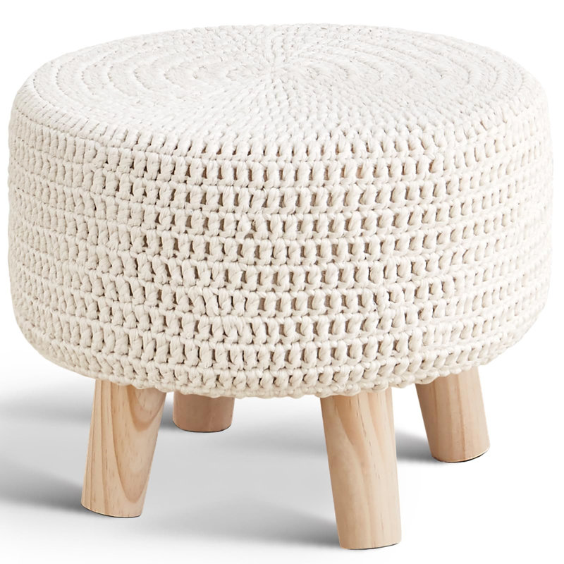 Dakota Fields 100% Cotton Knitted Boho Footstool | Wayfair