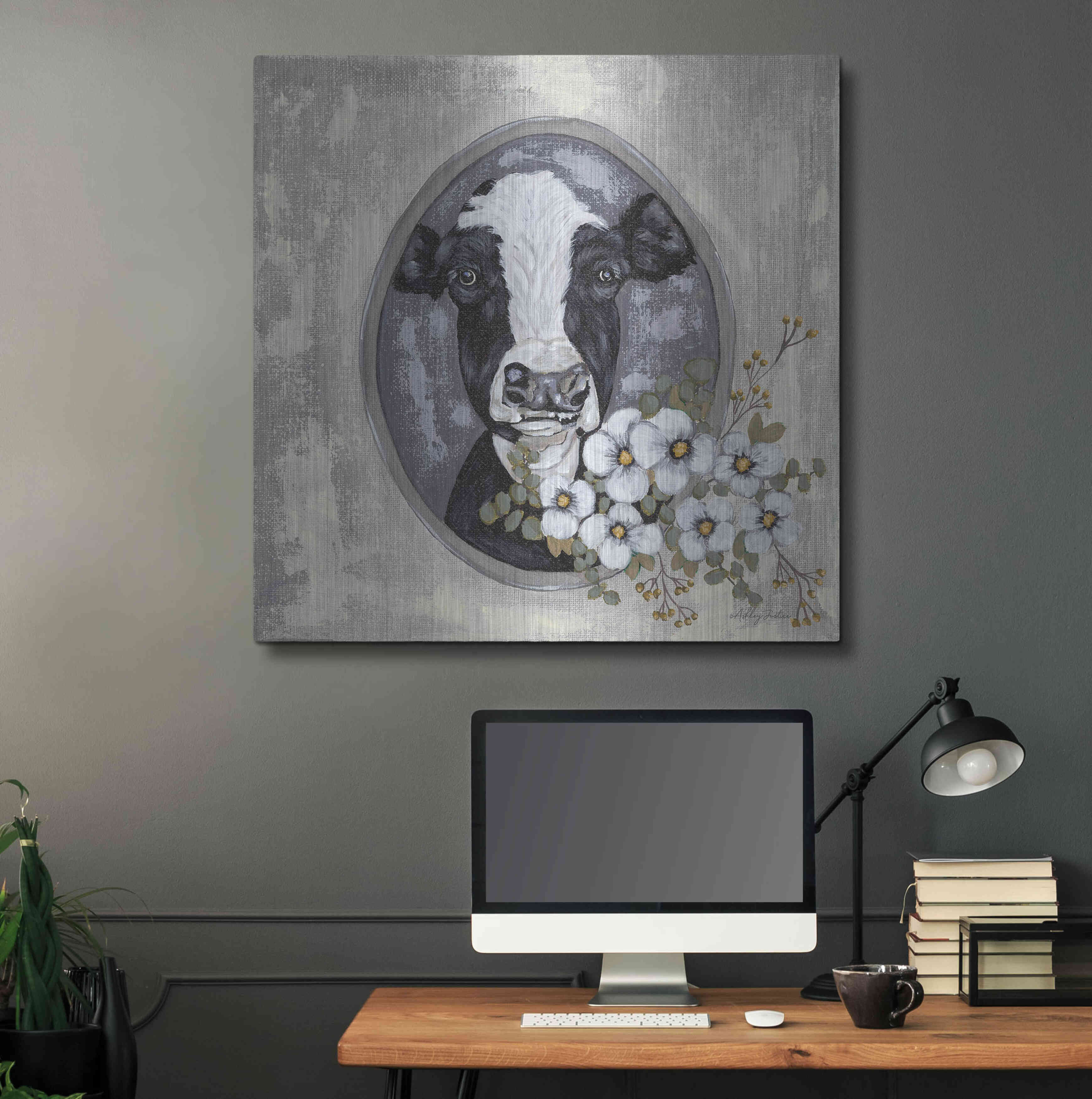 August Grove® Framed Cow' by Ashley Justice, Met Framed Cow by Ashley ...