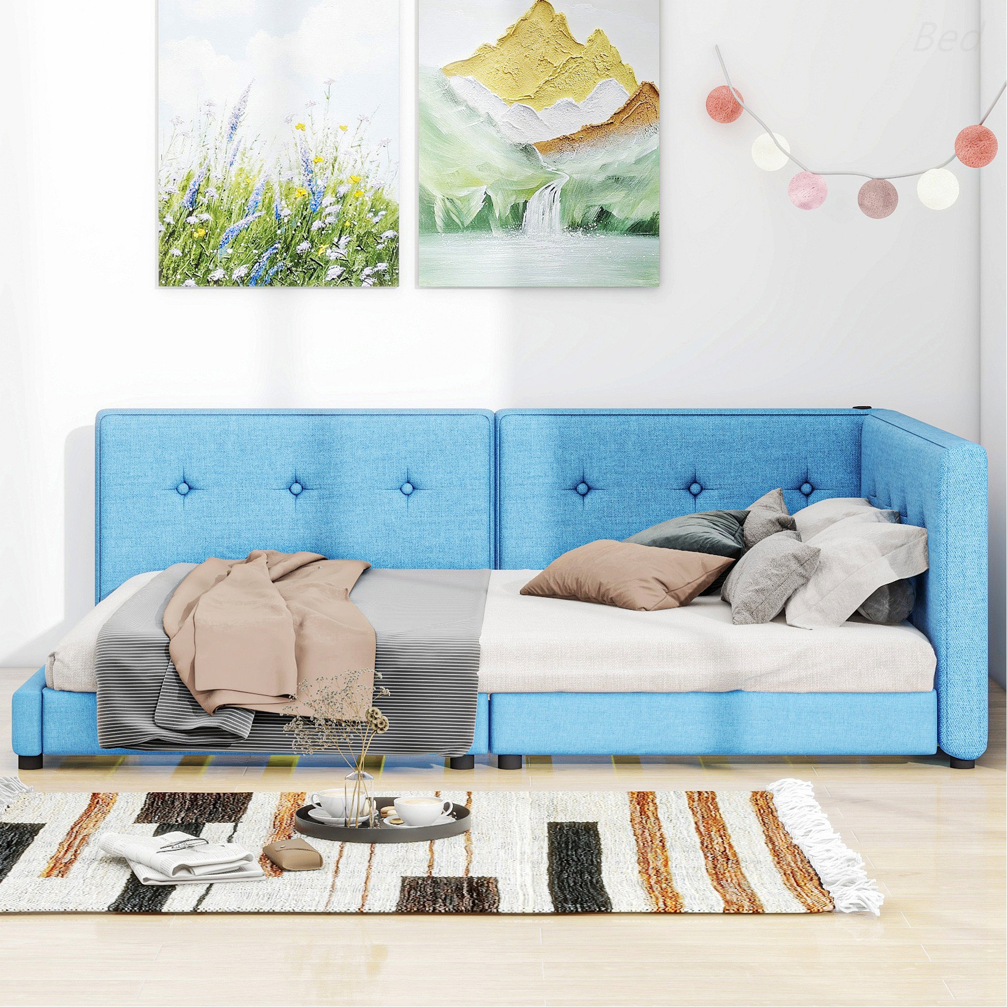 Latitude Run® Bed Frame Upholstered Platform bed with USB Ports | Wayfair