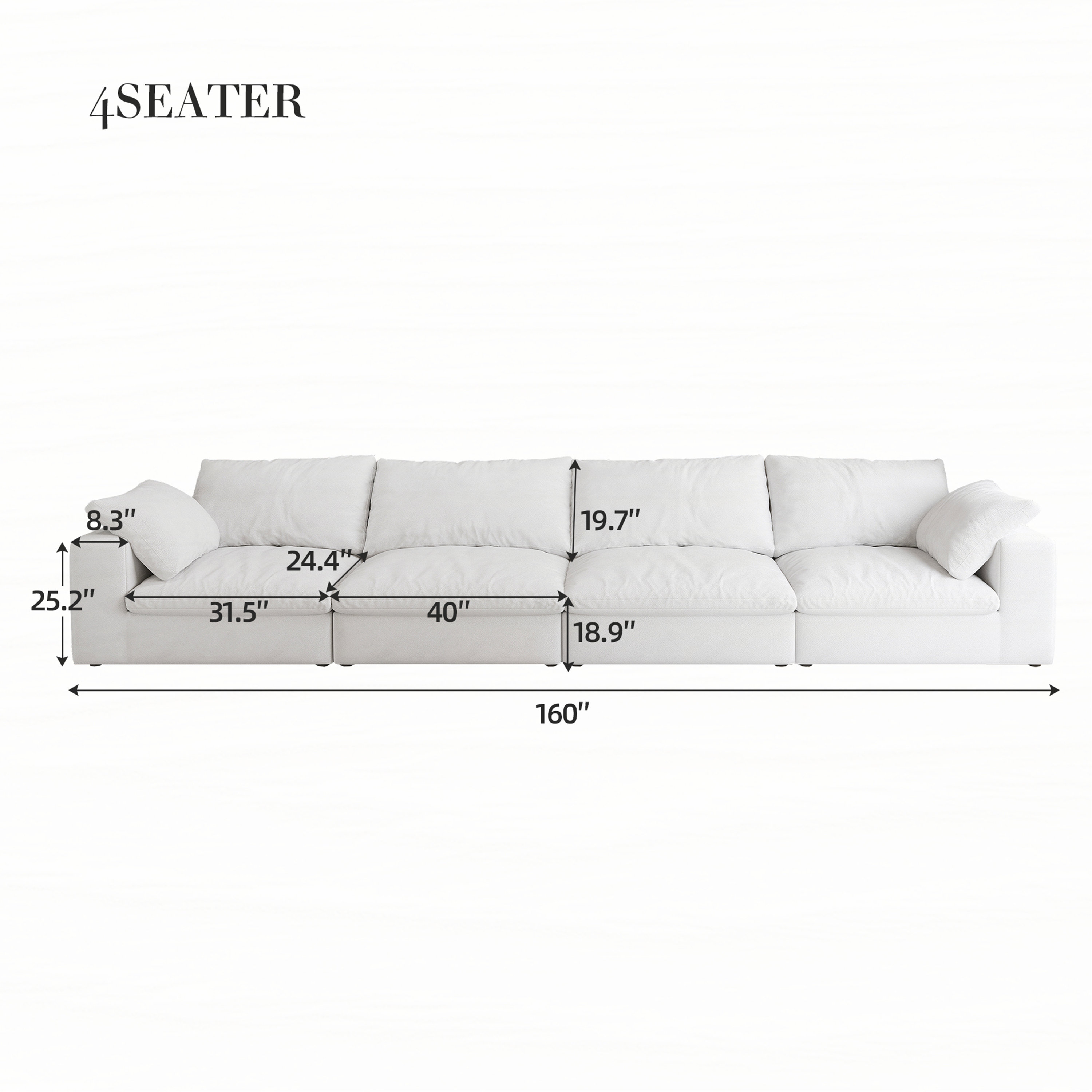 Hokku Designs Cloud Modular Sectional Sofa with Thick Cushion 160 ...