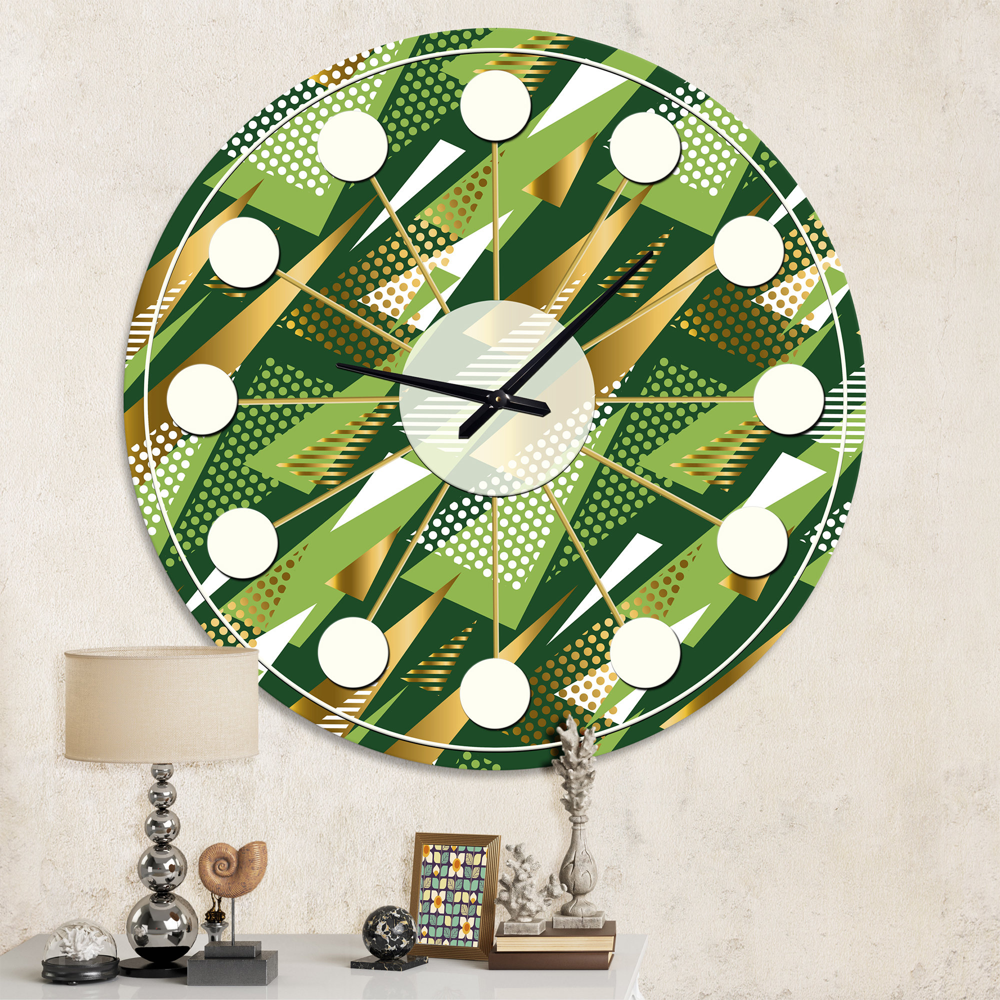 East Urban Home Triangular Gold and Green Design I - Mid-Century Modern ...