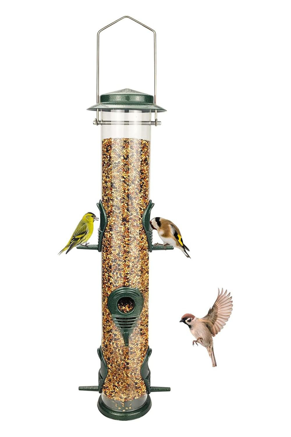 Latitude Run® Metal Bird Feeder Tube Hanging Wild Bird Seed Feeder ...
