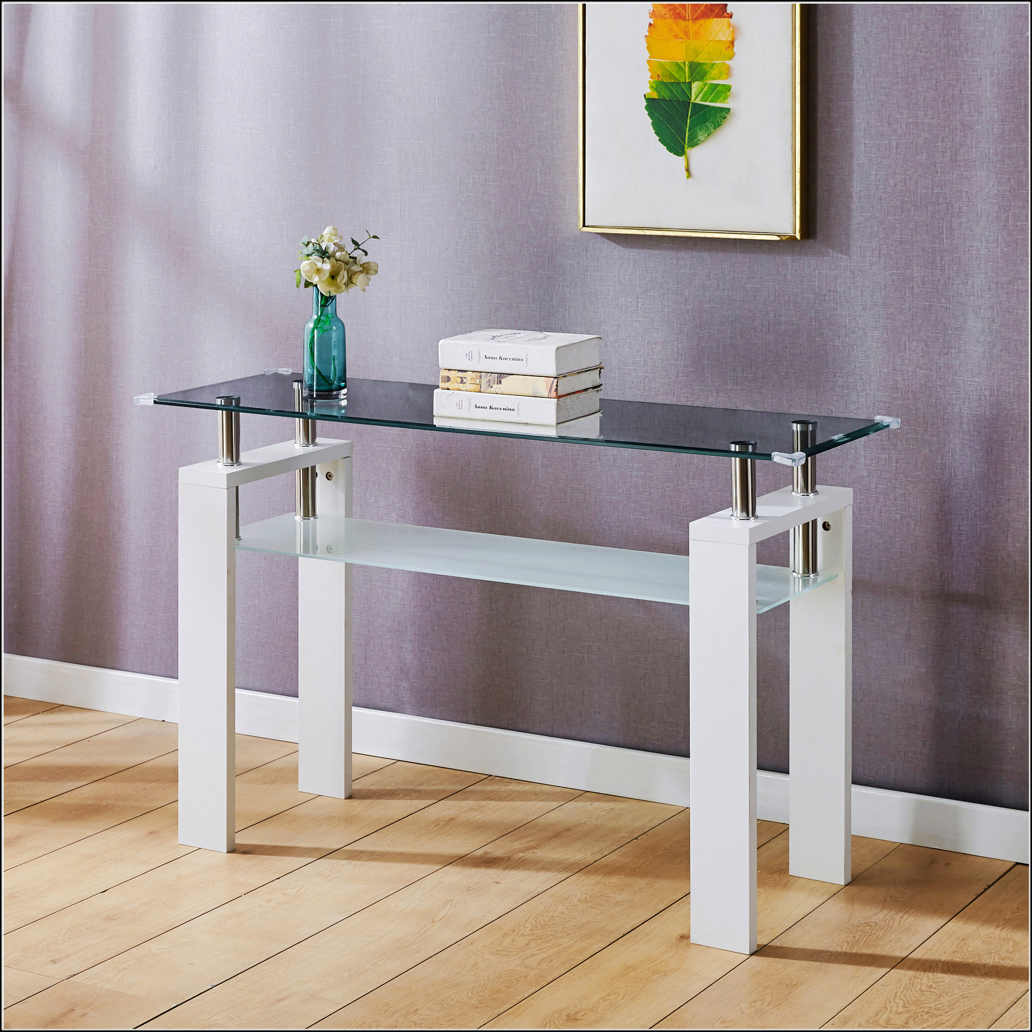Wrought Studio™ MDF Console Table With Tempered Glass Top | Wayfair