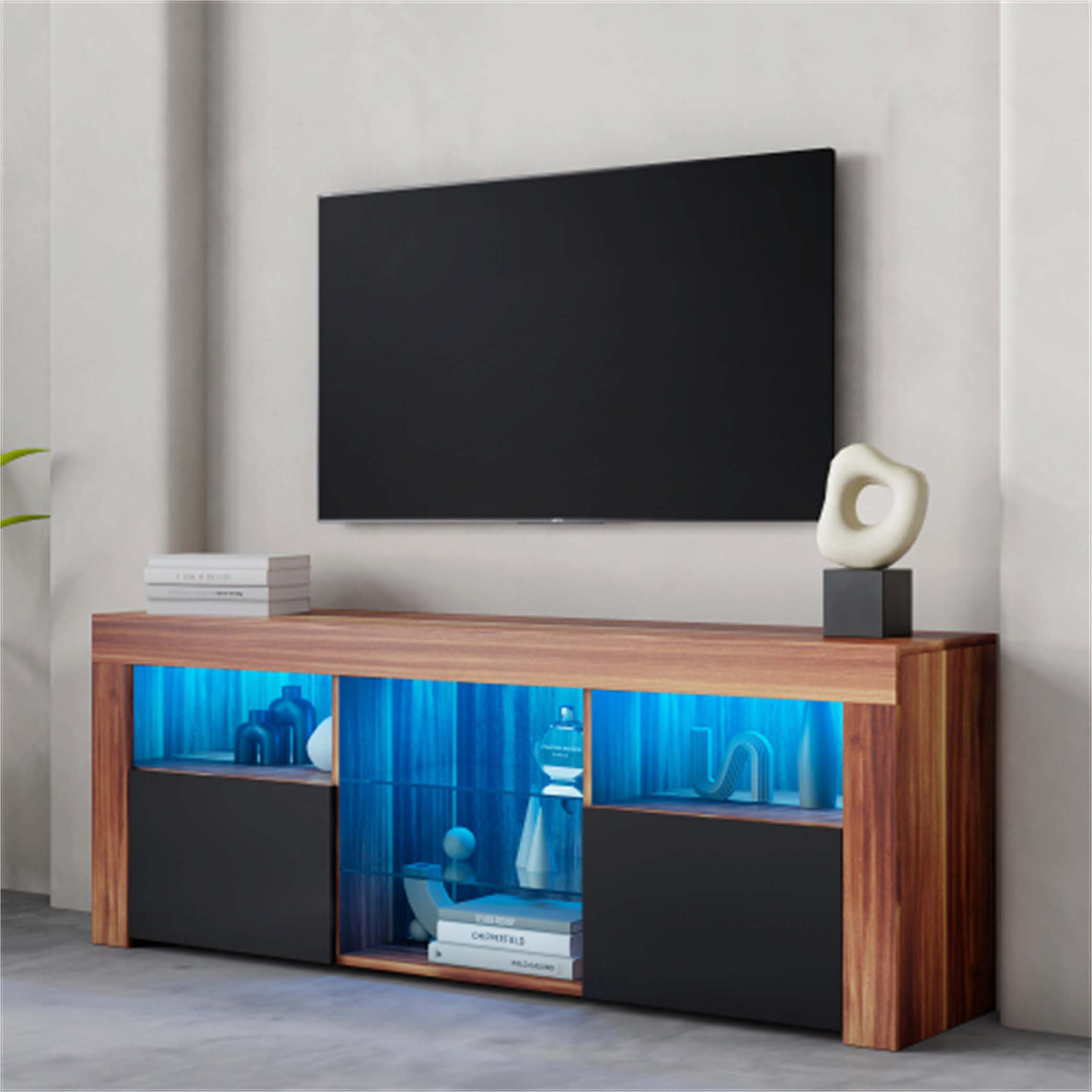 Wrought Studio™ Tv Stand High Gloss Fronts With 16 Color Leds With Two ...