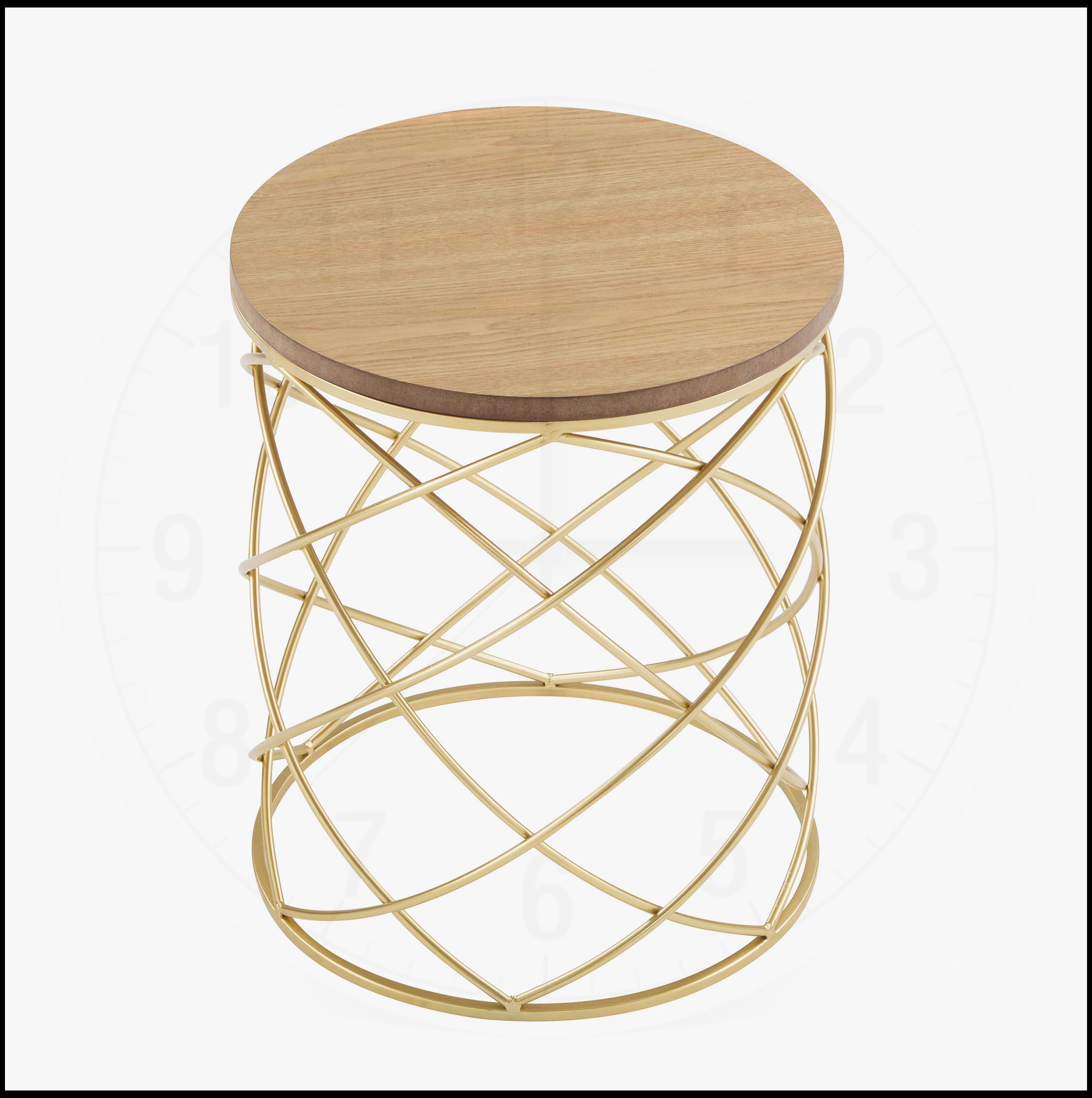 Mercer41 Golden Side Table with MDF Top and Metal Frame, Blending ...