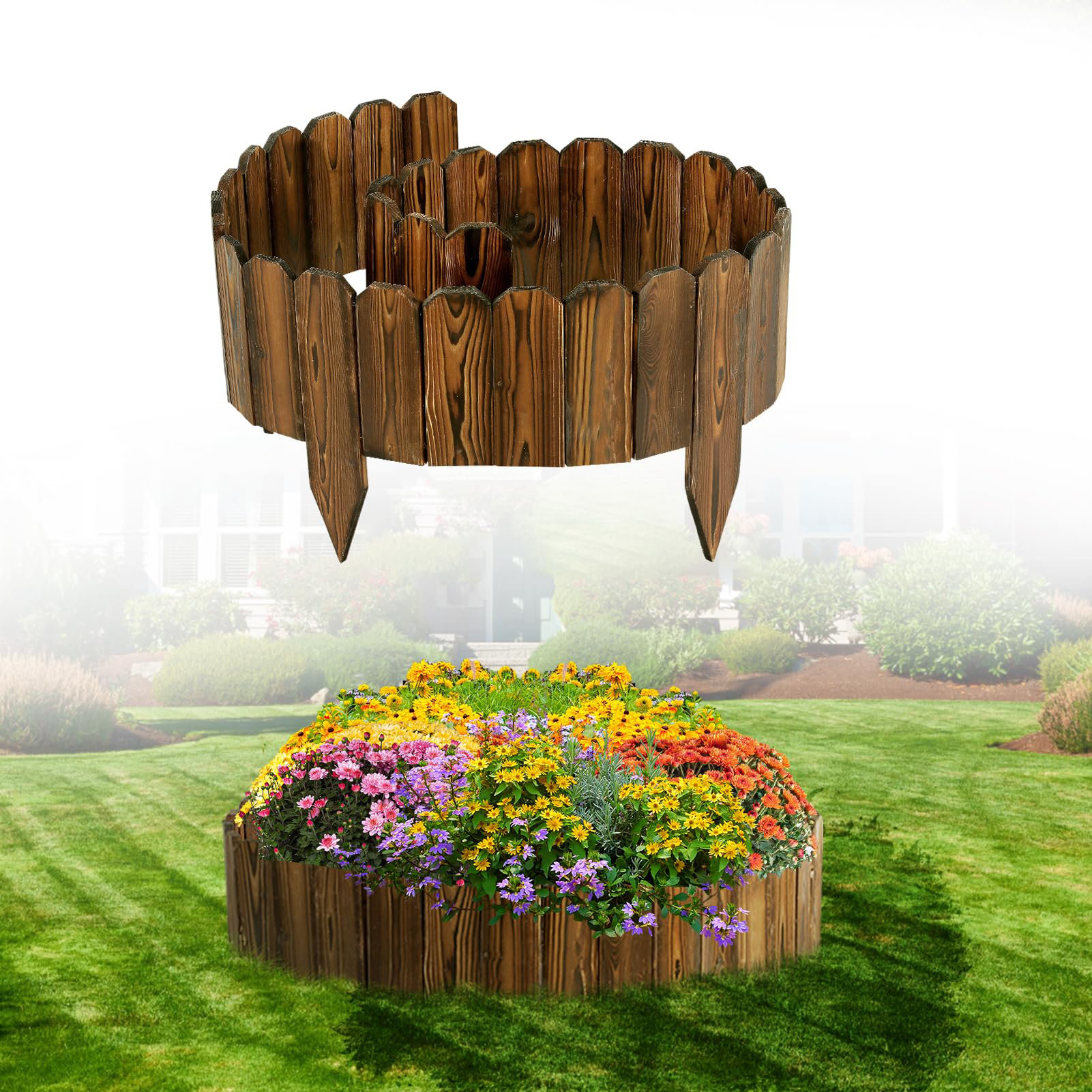 RAYNED LLC Wooden Garden Edging - 7.9Ft X 8In - Wayfair Canada