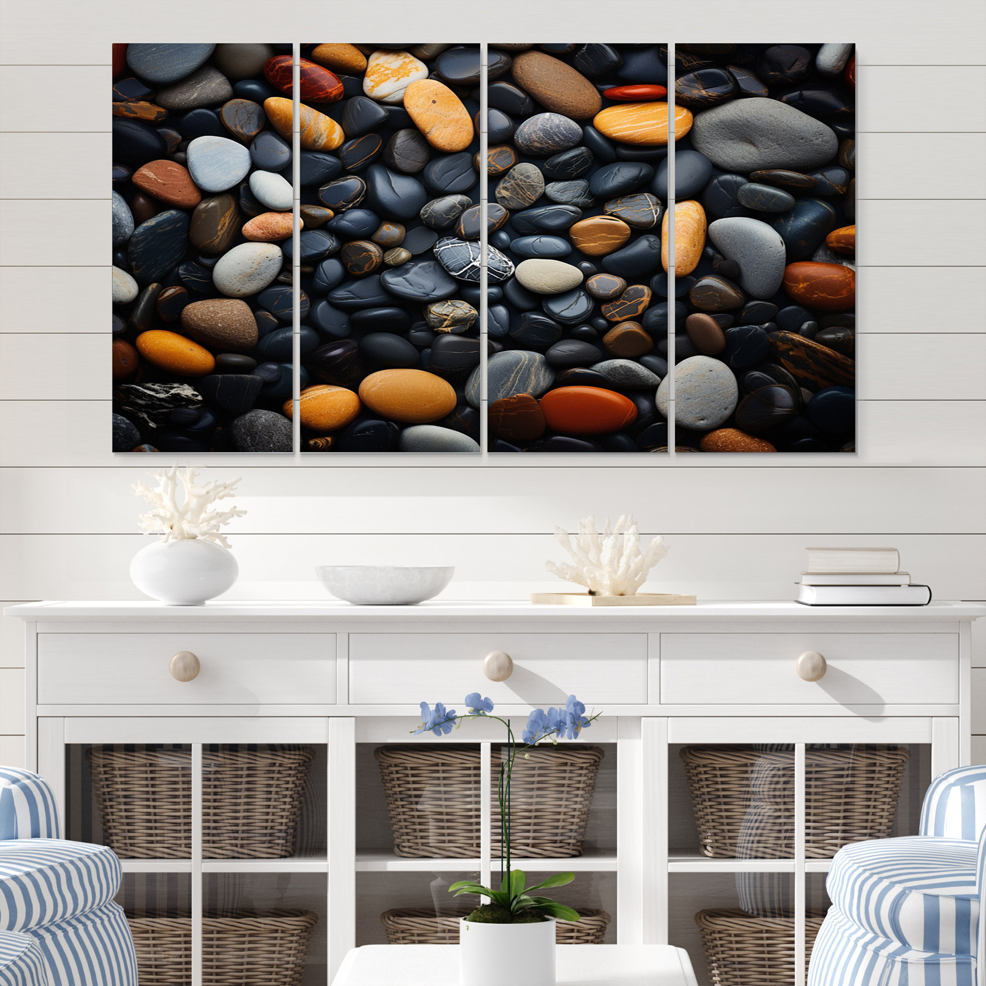 Ebern Designs Rocky Beach Patterns III On Canvas 4 Pieces Print | Wayfair