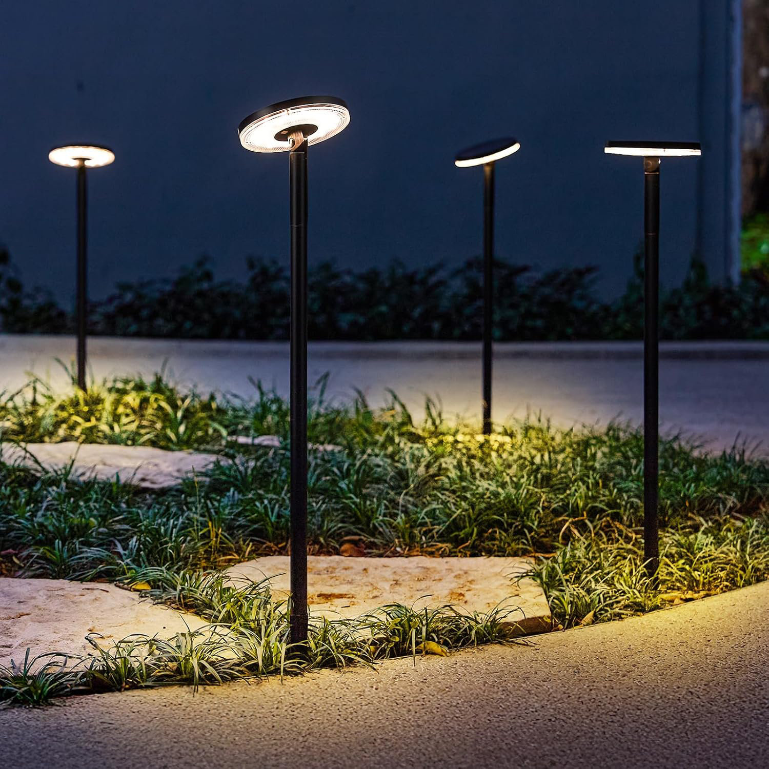 KOOPER Solar Pathway Lights Outdoor, 180° Adjustable Larger Head Solar ...