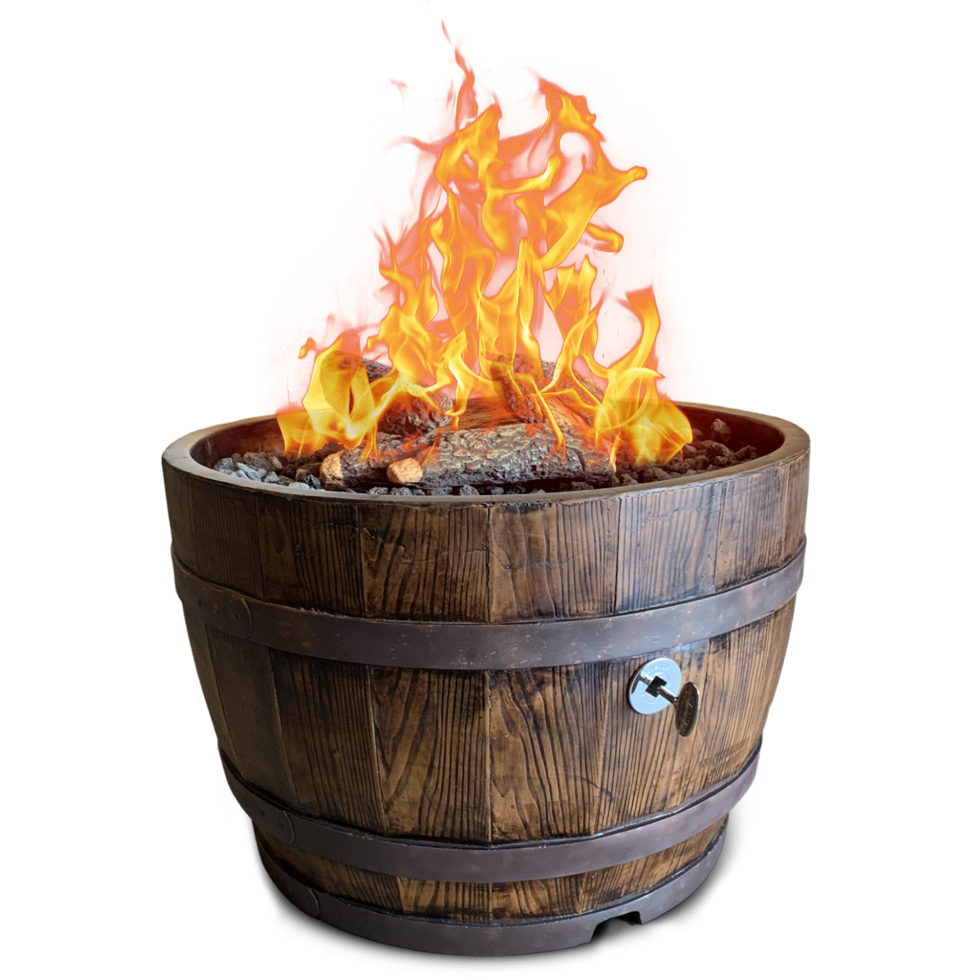 Tretco Authentic Real-World Wine Barrel Liquid Propane/Natural Gas Fire ...