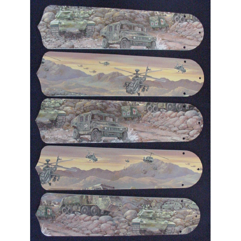 Ceiling Fan Designers Army Tanks Military Helicopter 5 Piece 21" Blade ...