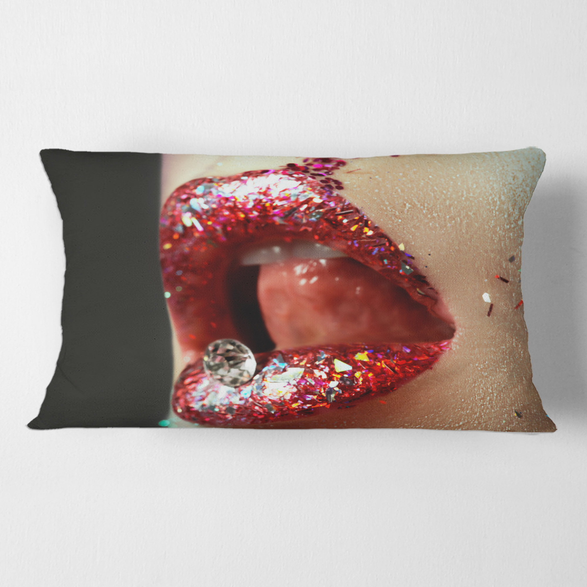 Design Art Artistic Woman Lips Make up Rectangular Pillow Cover ...