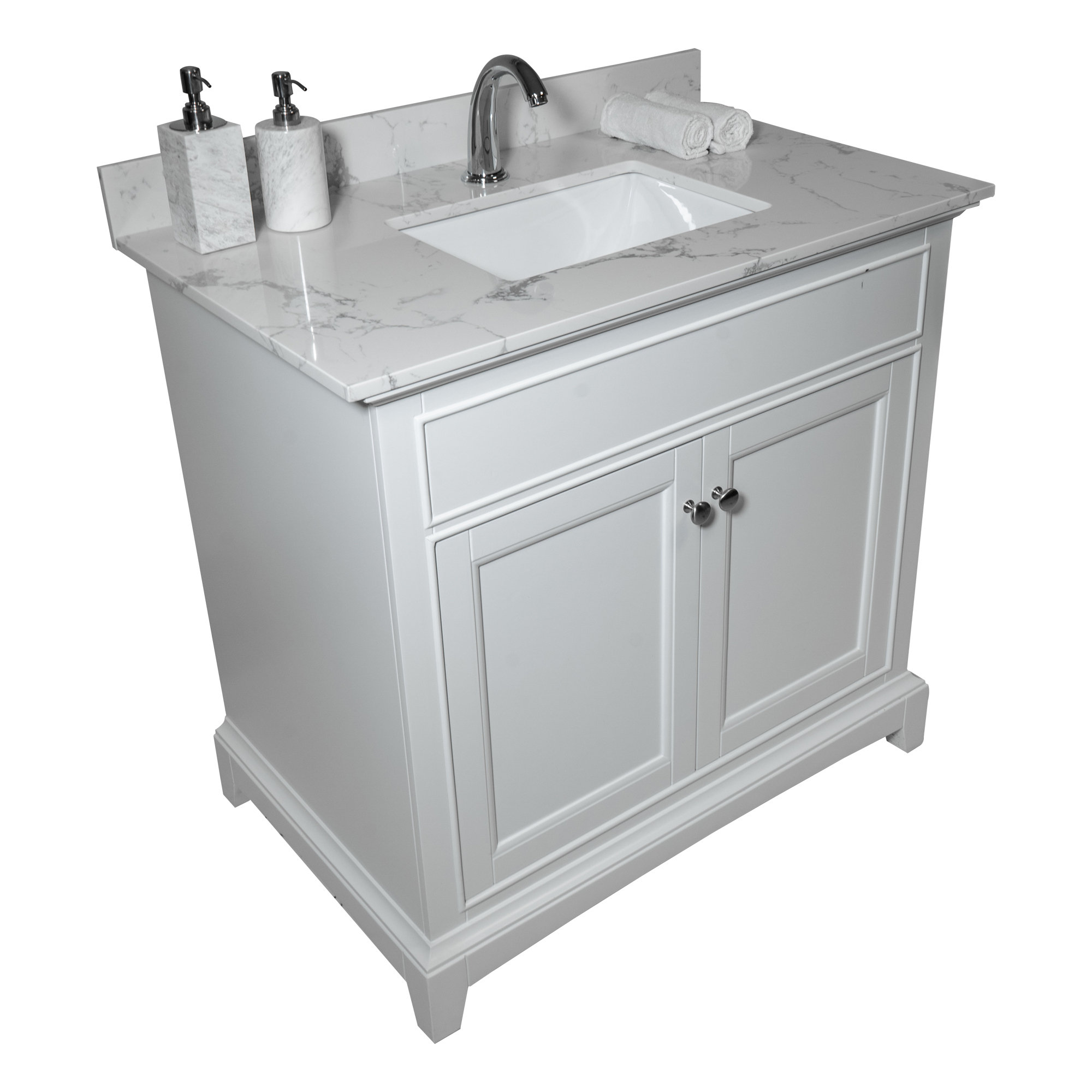 DROP Bath and Kitchen Montary 37inch Bathroom Vanity Top Stone Carrara ...
