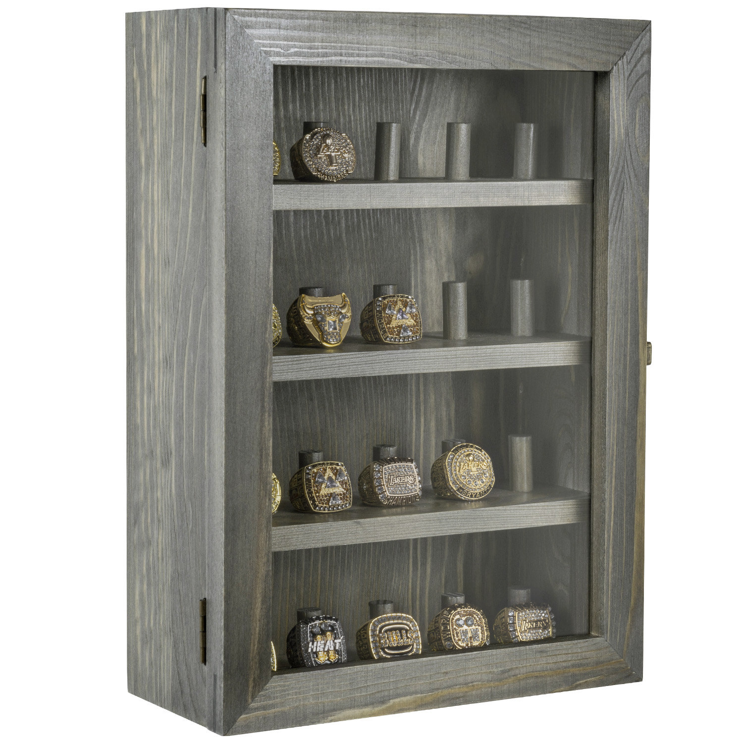 MyGift Gray Wood Wall Championship Ring Holder Display Case | Wayfair
