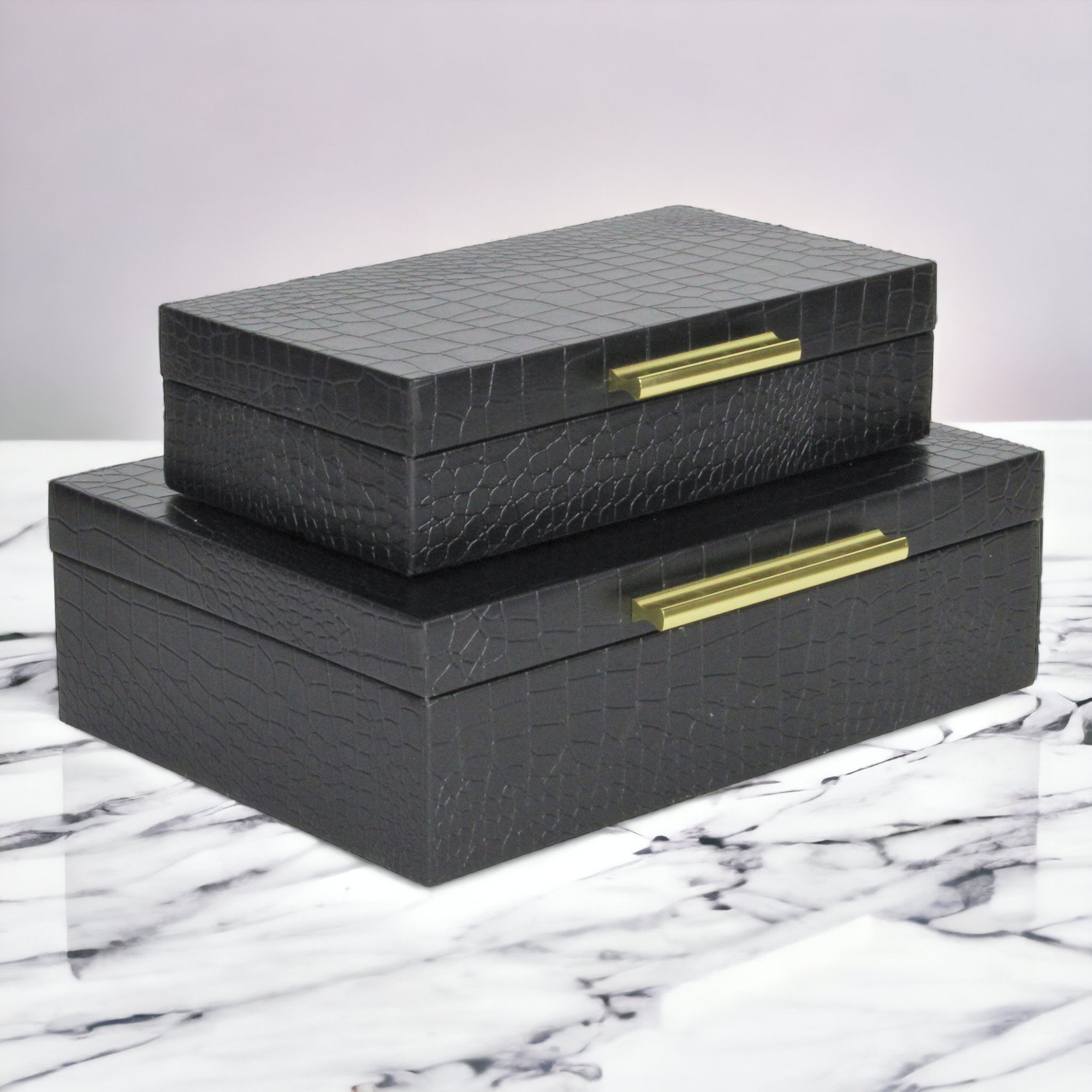 Willa Arlo Interiors Rebeka 2 Piece Faux Leather Decorative Box Set ...